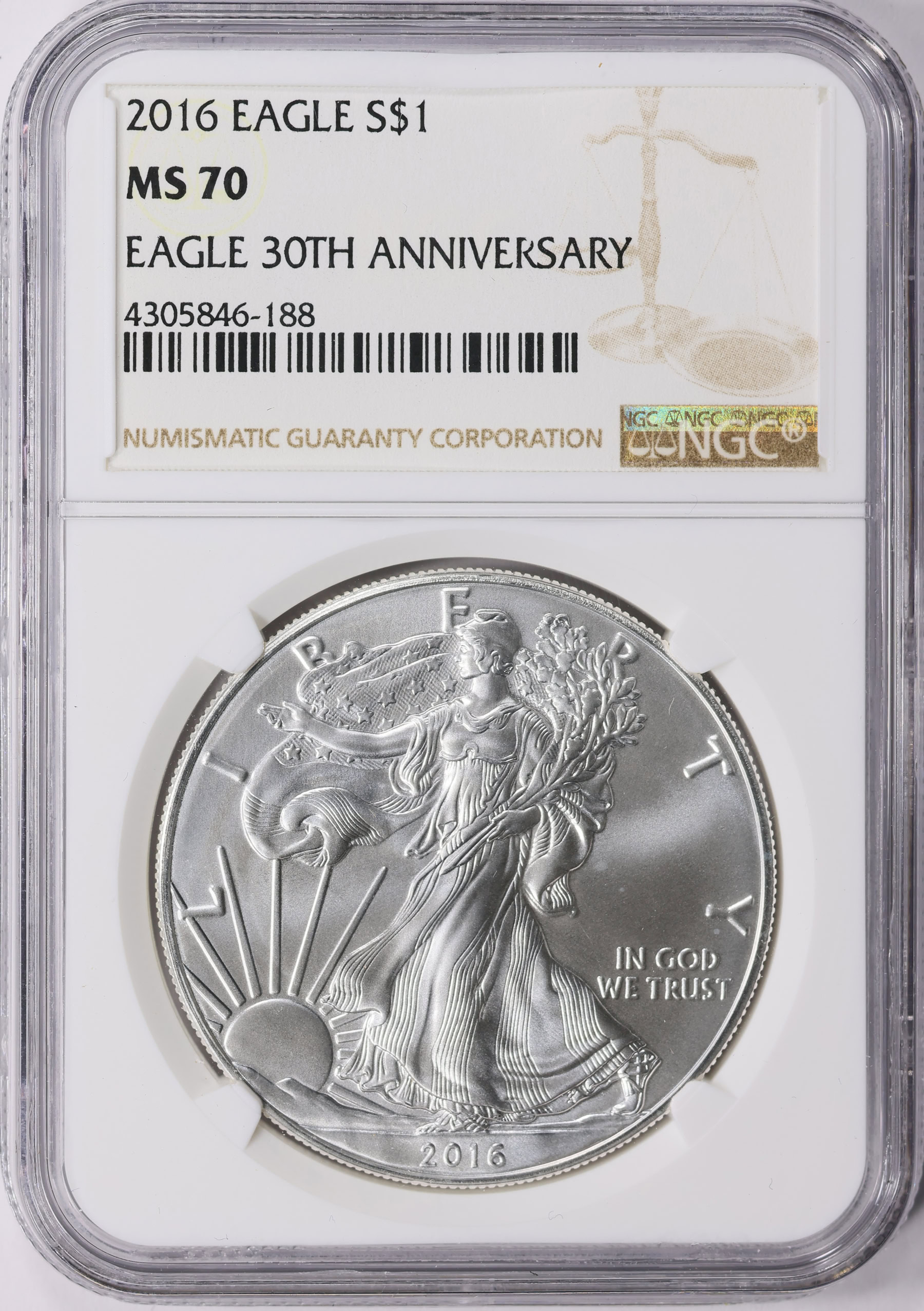 2016 $1 Silver Eagle 30th Anniversary NGC MS-70 (Item 1748215) | GreatCollections Coin Auctions