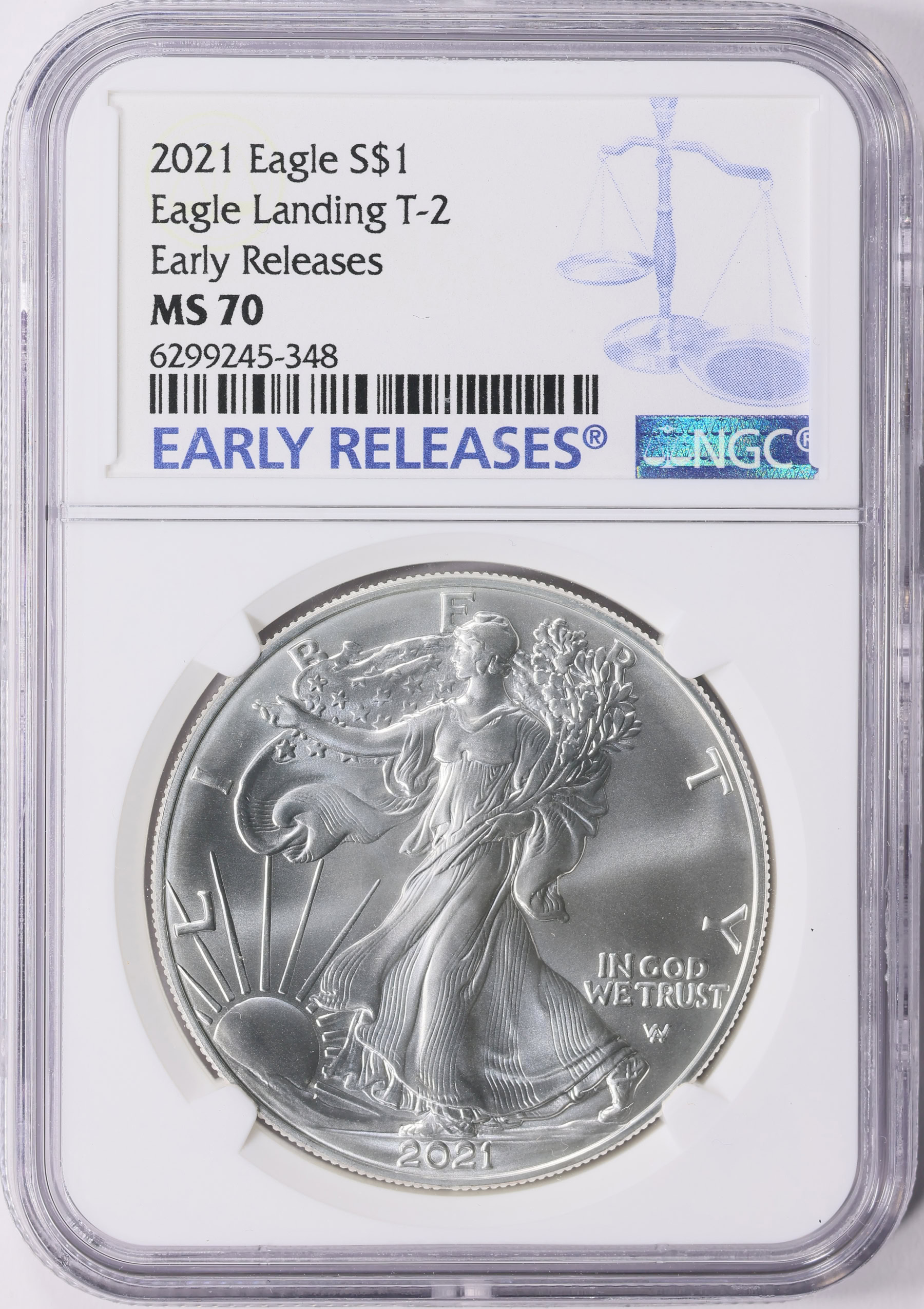 2021 $1 Silver Eagle Type 2 Early Releases NGC MS-70 (Item 1748223) | GreatCollections Coin Auctions