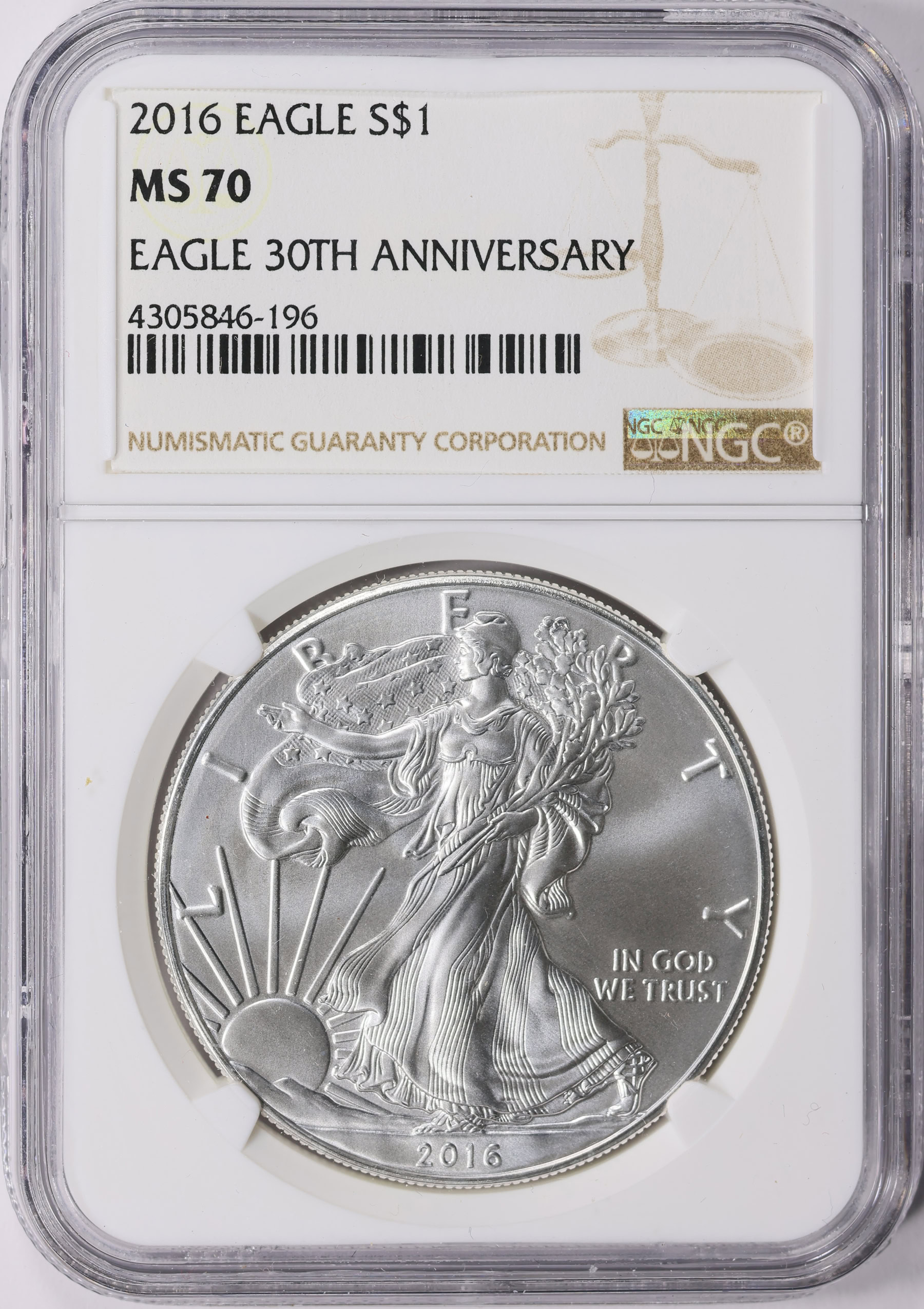 2016 $1 Silver Eagle 30th Anniversary NGC MS-70 (Item 1748247) | GreatCollections Coin Auctions
