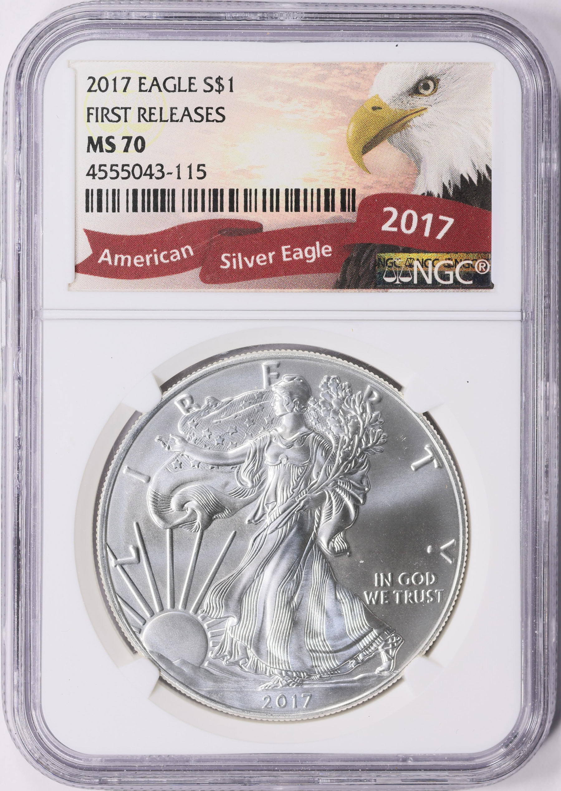 2017 $1 Silver Eagle First Releases NGC MS-70 (Eagle Label) (Item 1748436) | GreatCollections ...