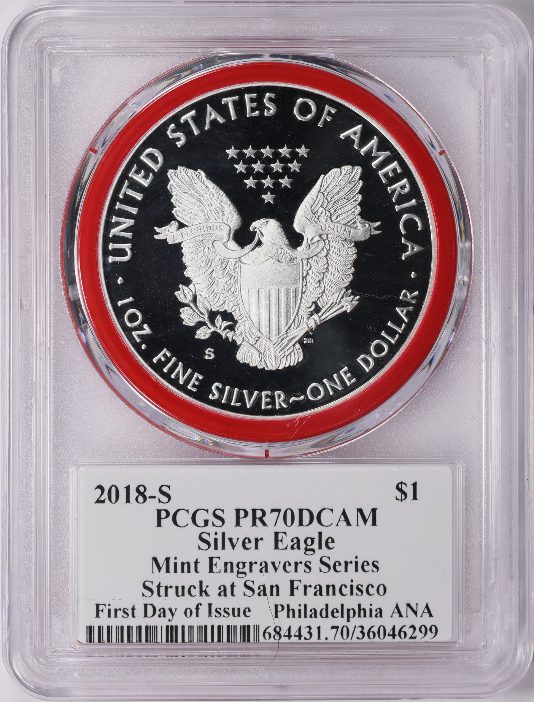 2018-S $1 Silver Eagle First Day of Issue Philadelphia ANA Mint ...