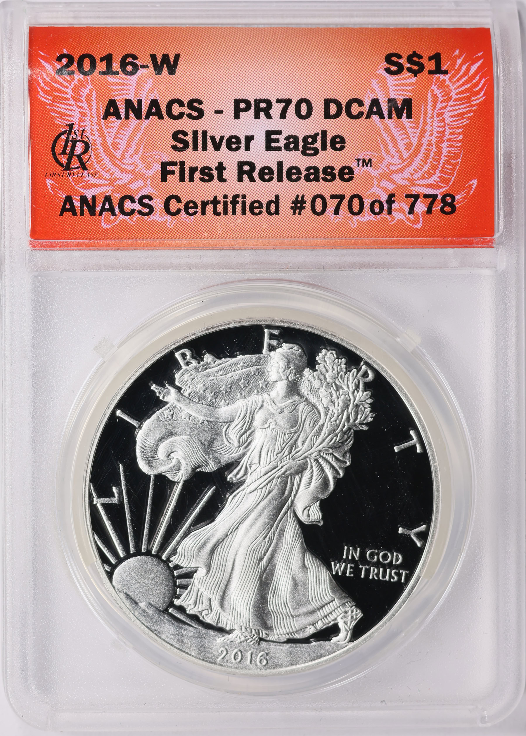 2016-W $1 Silver Eagle 30th Anniversary Lettered Edge First Release ANACS Proof-70 DCAM (Item ...