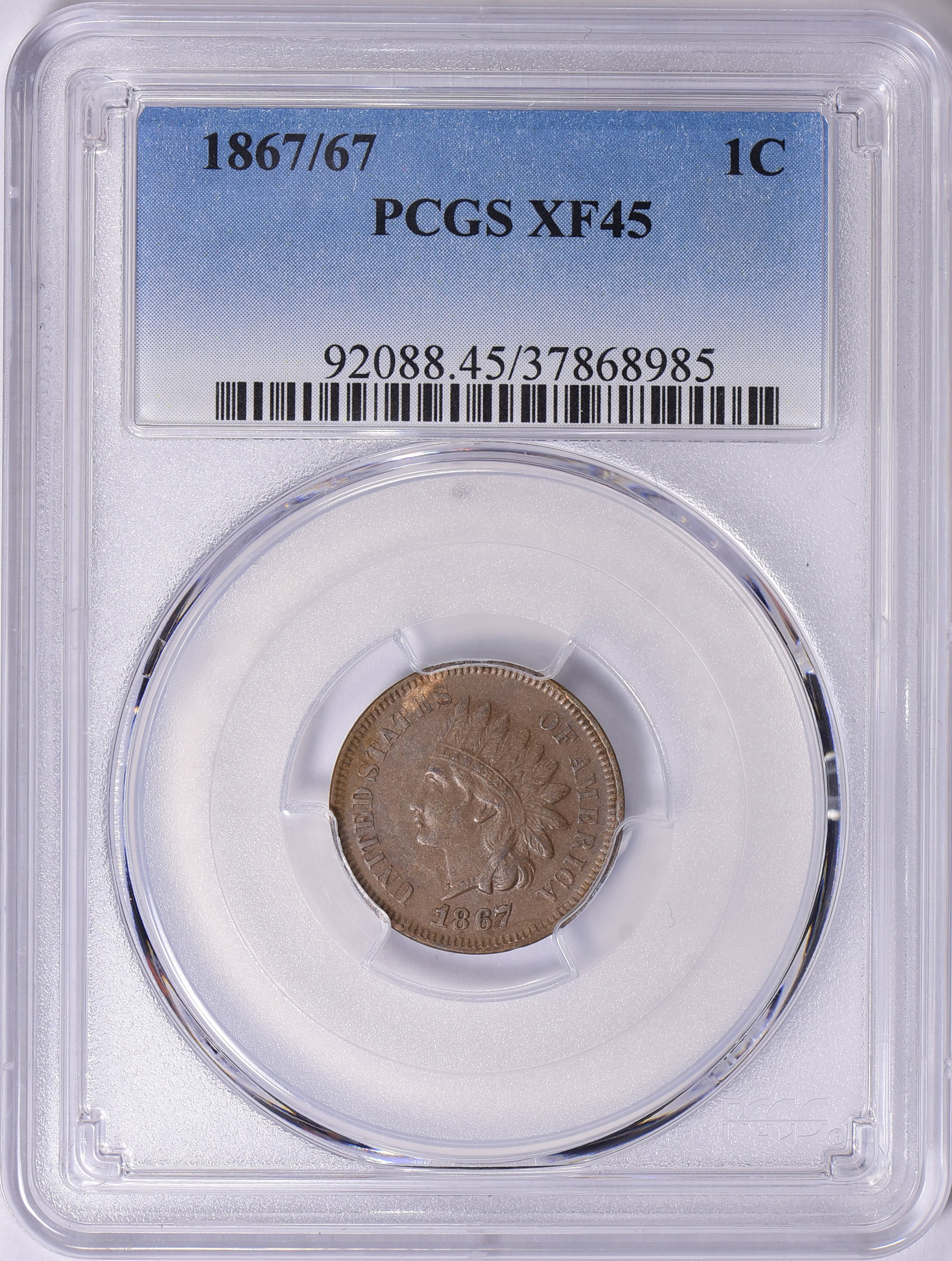 1867/67 Indian Cent PCGS XF-45 BN (Item 1749449) | GreatCollections Coin Auctions