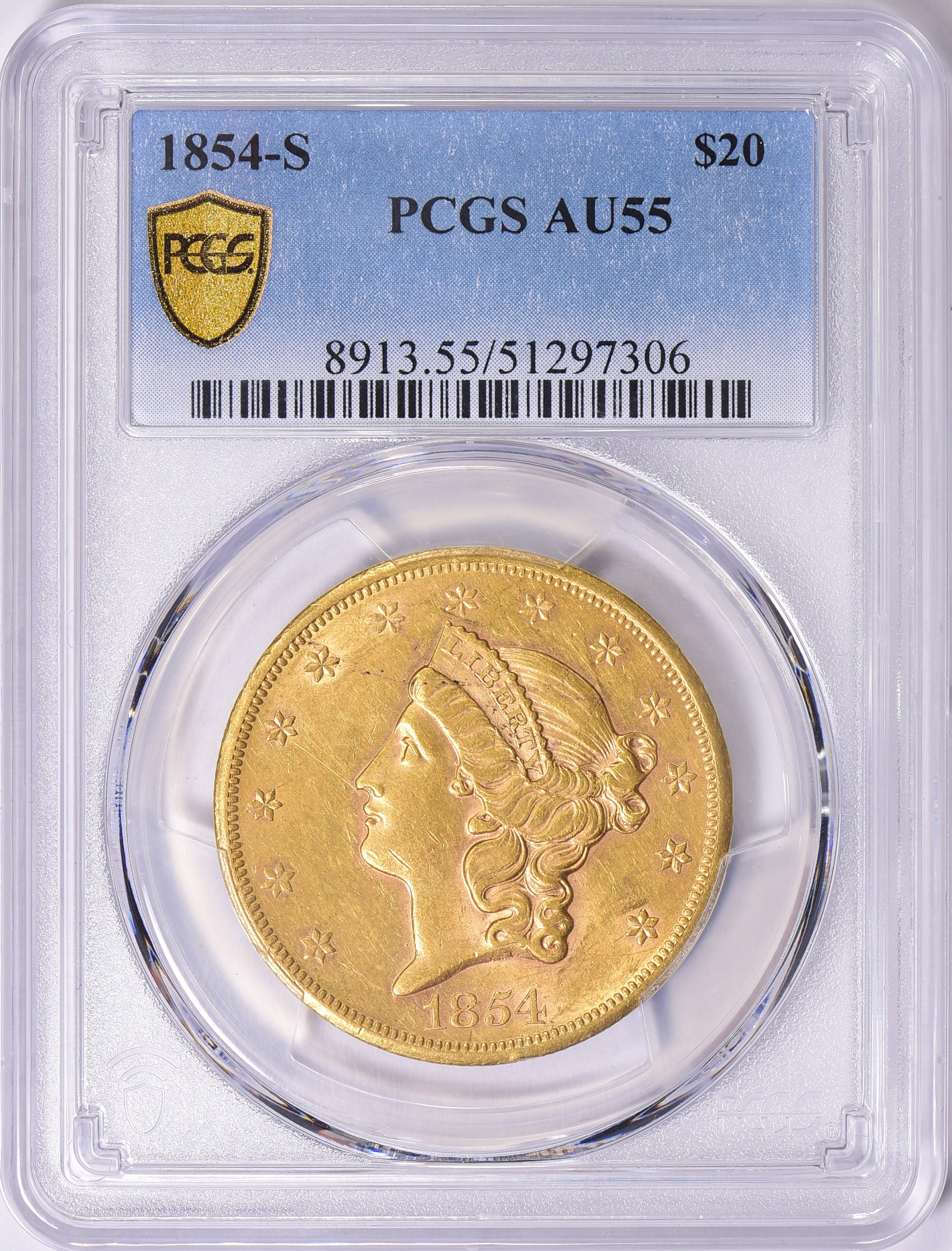 1854-S Liberty Gold Double Eagle PCGS AU-55 (Item 1749480 ...