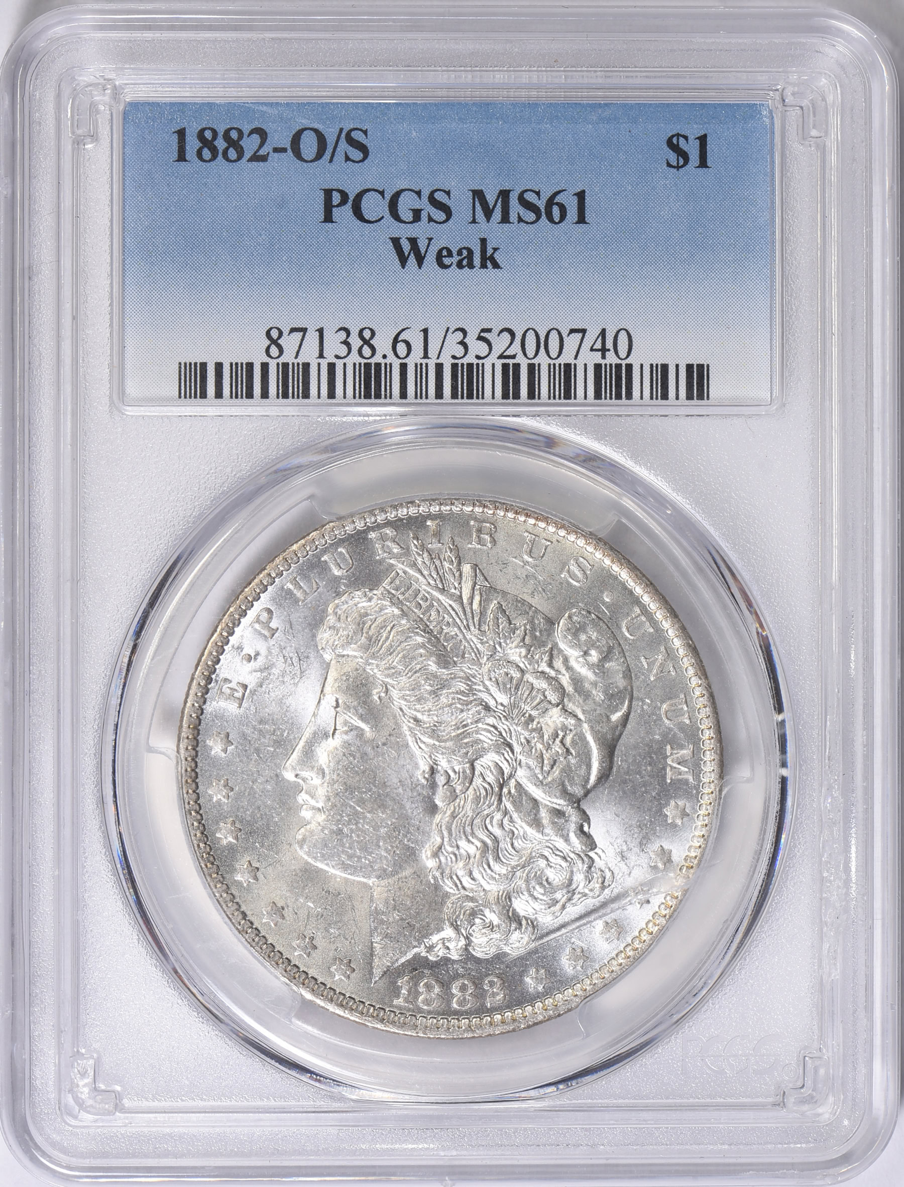 1882-O/S Morgan Silver Dollar Weak PCGS MS-61 (Item 1749612) | GreatCollections Coin Auctions