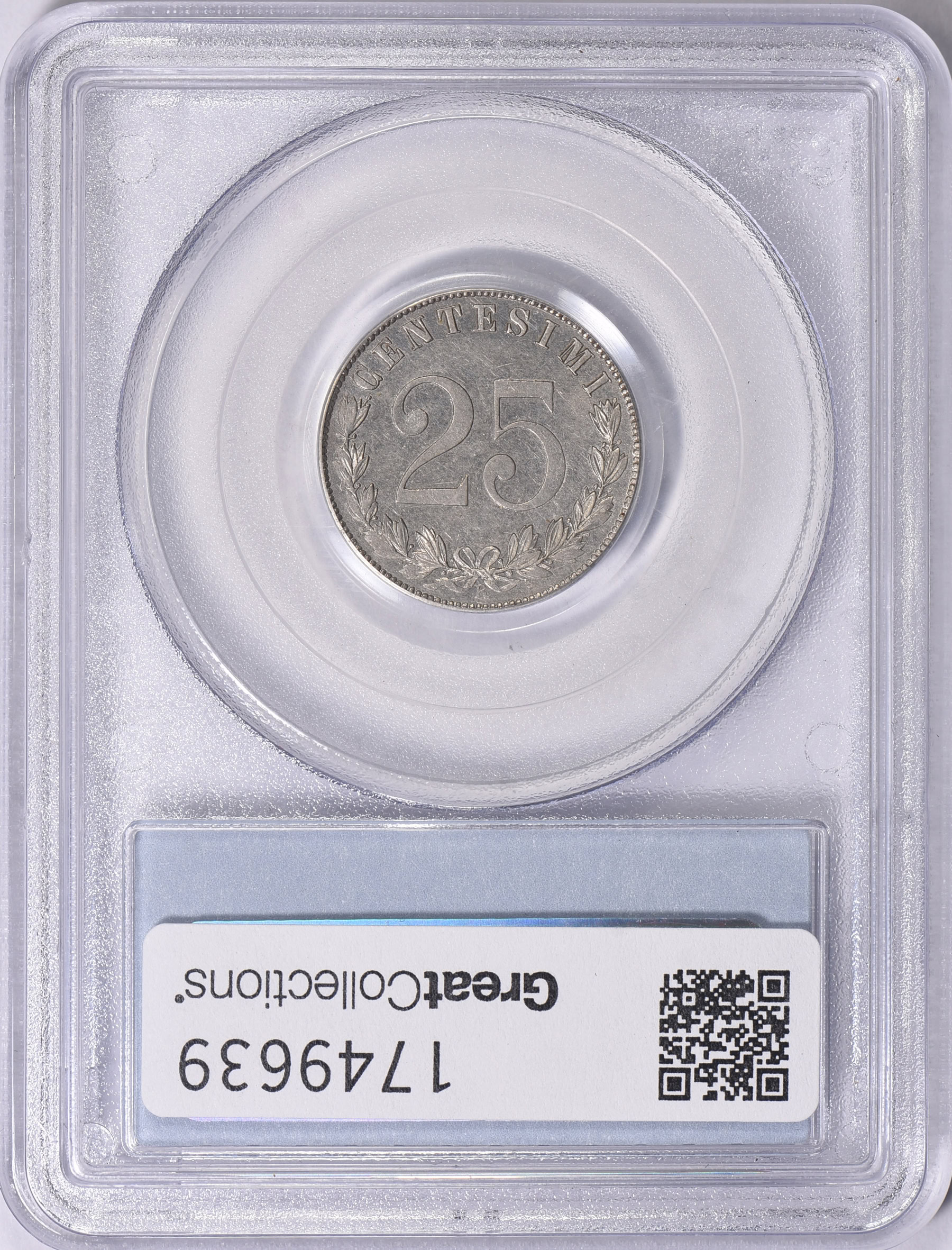 Italy 1902-R 25 Centesimi KM-36 PCGS AU-58 (Item 1749639 ...