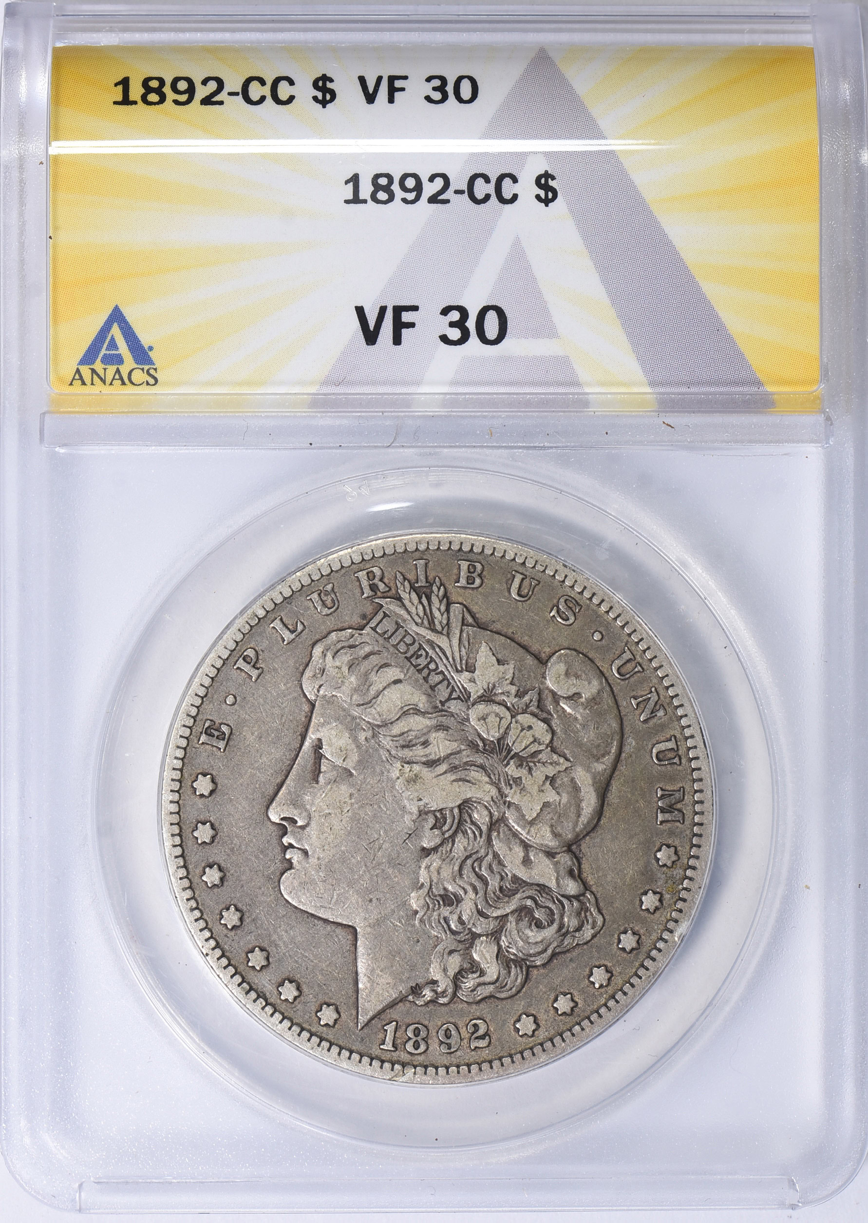 1892-CC Morgan Silver Dollar ANACS VF-30 (Item 1749690) | GreatCollections Coin Auctions