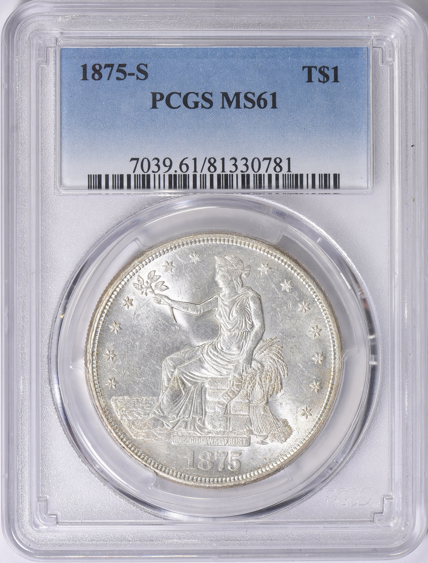 1875-S Trade Silver Dollar PCGS MS-61 (Item 1749693) | GreatCollections ...