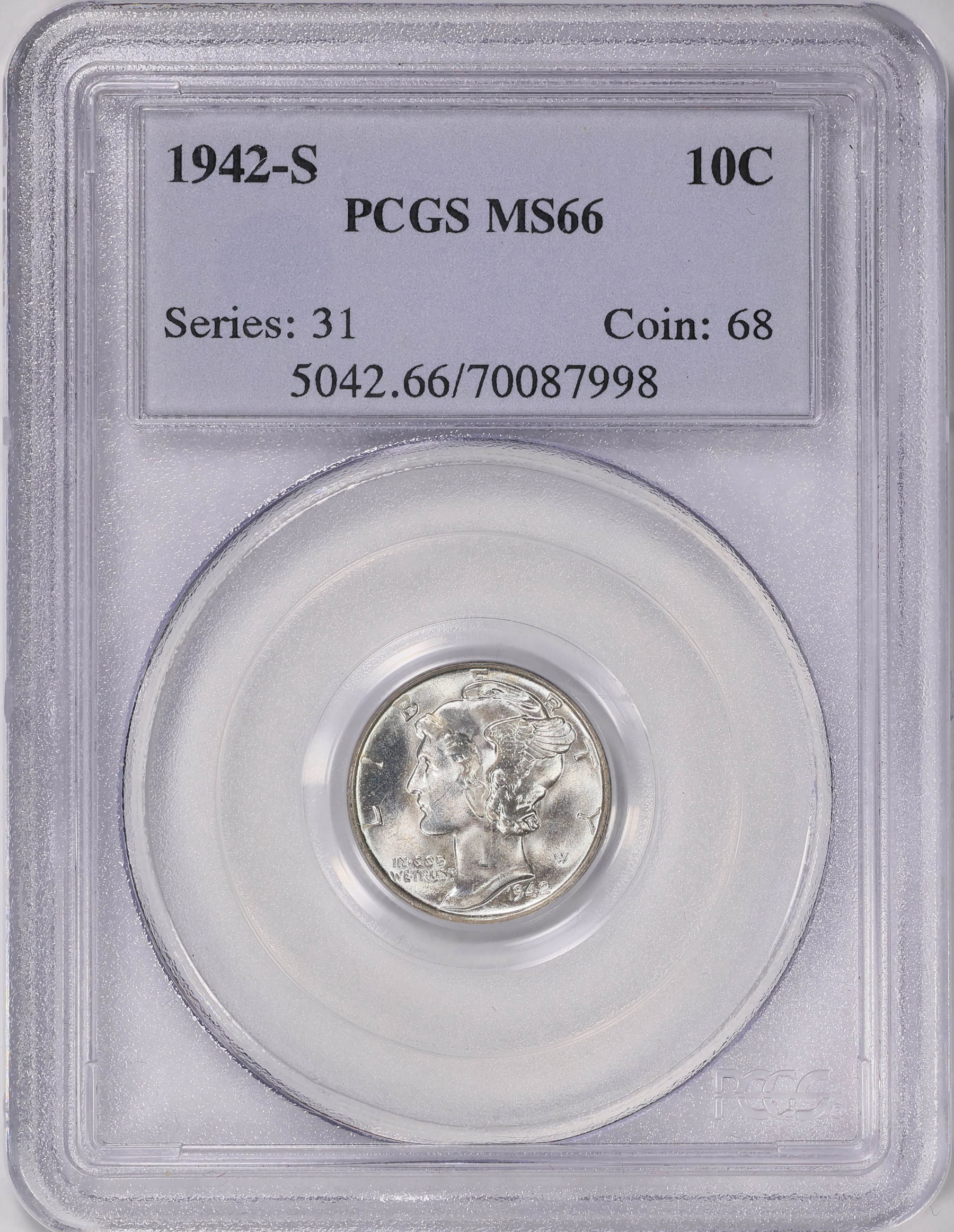 1942-S Mercury Dime PCGS MS-66 (Item 1749812) | GreatCollections Coin Auctions