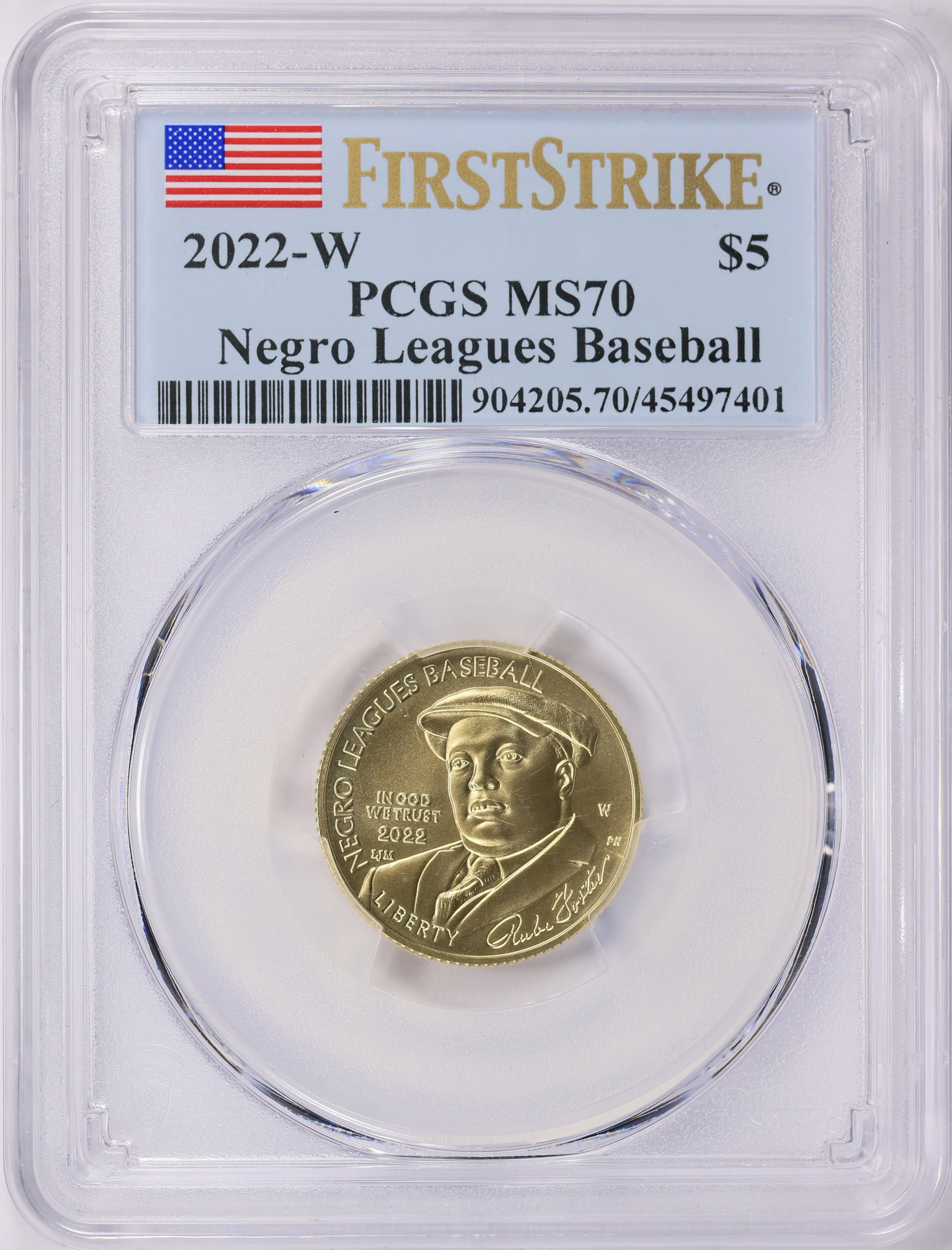 2022-W Negro Leagues Baseball $5 Gold First Strike PCGS MS-70 (Item ...