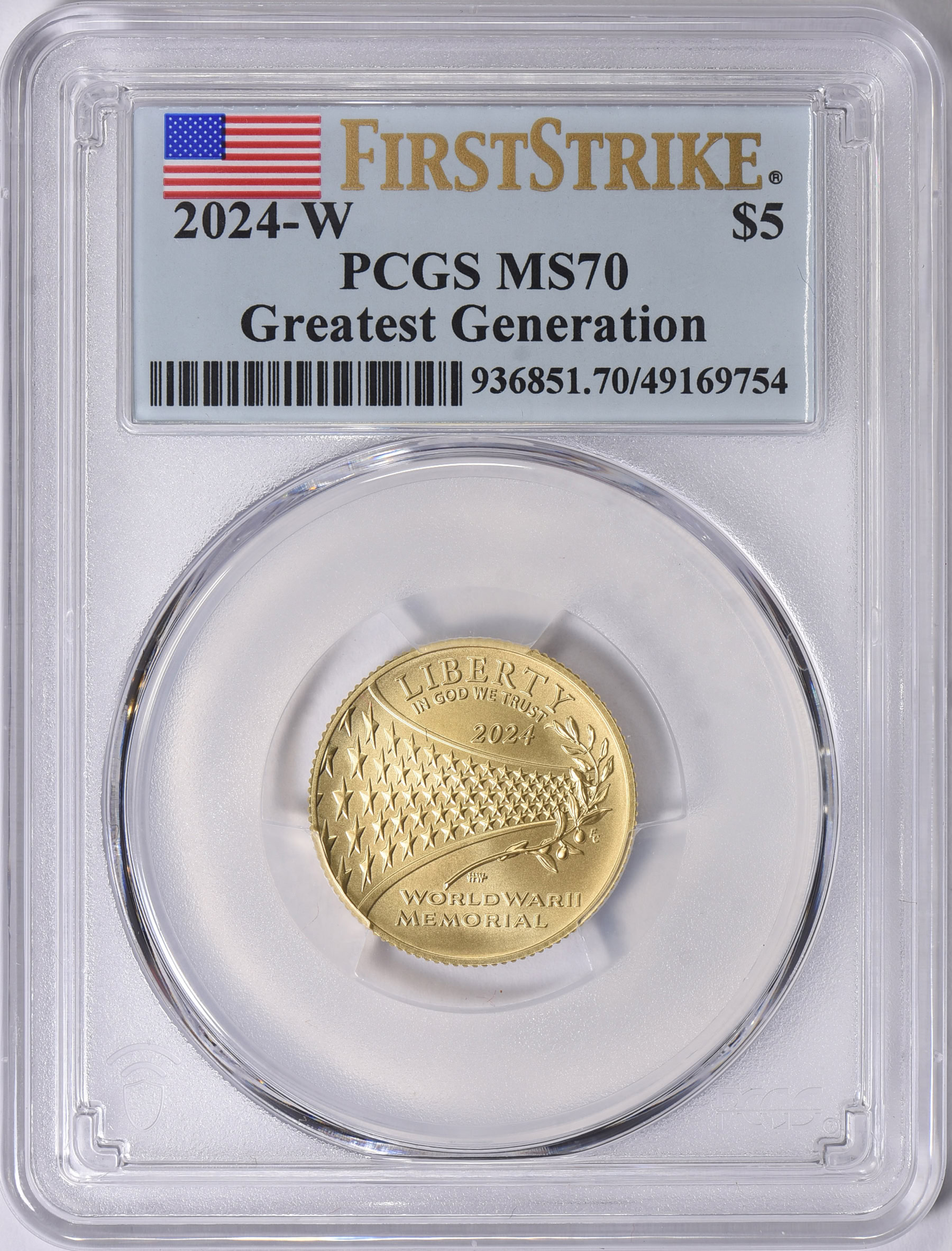 2024-W Greatest Generation $5 Gold First Strike PCGS MS-70 | PCGS Cert ...