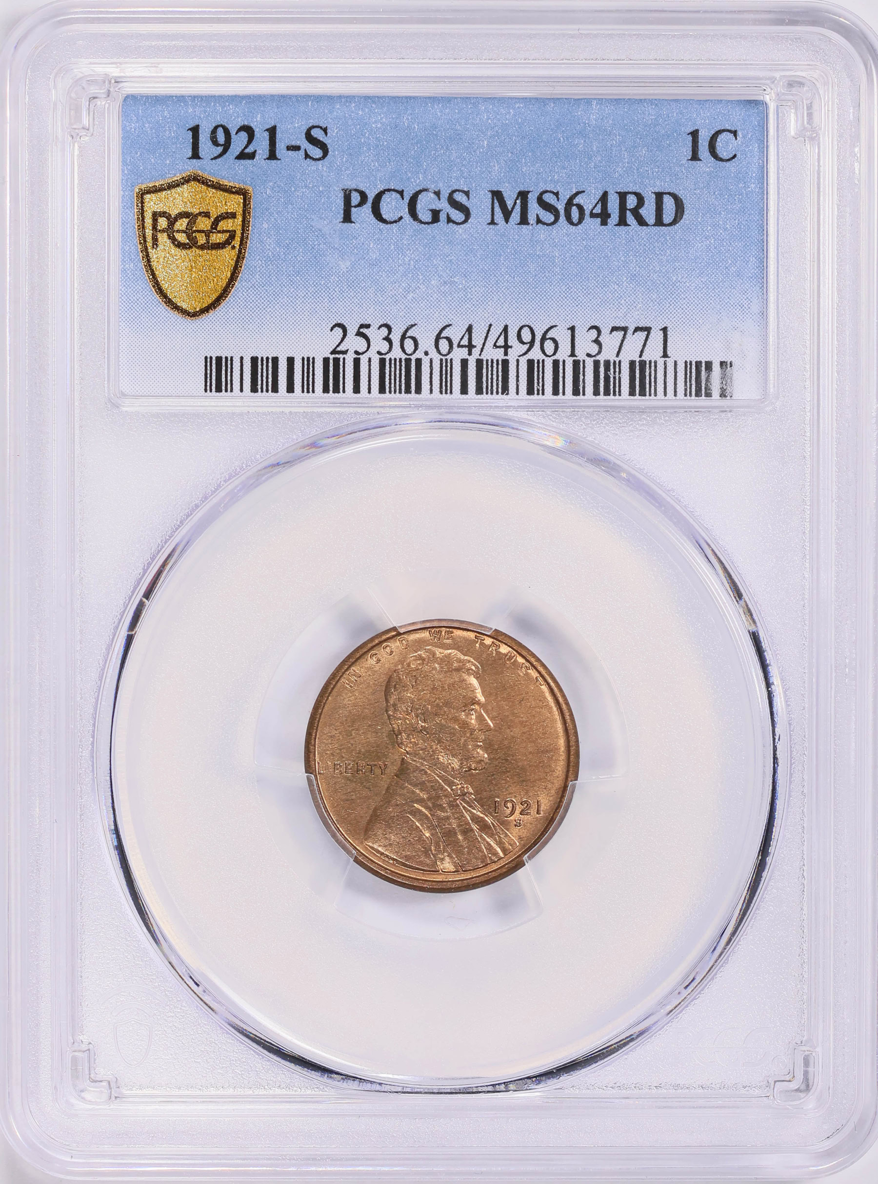 1921-S Lincoln Cent PCGS MS-64 RD (Item 1749929) | GreatCollections Coin Auctions