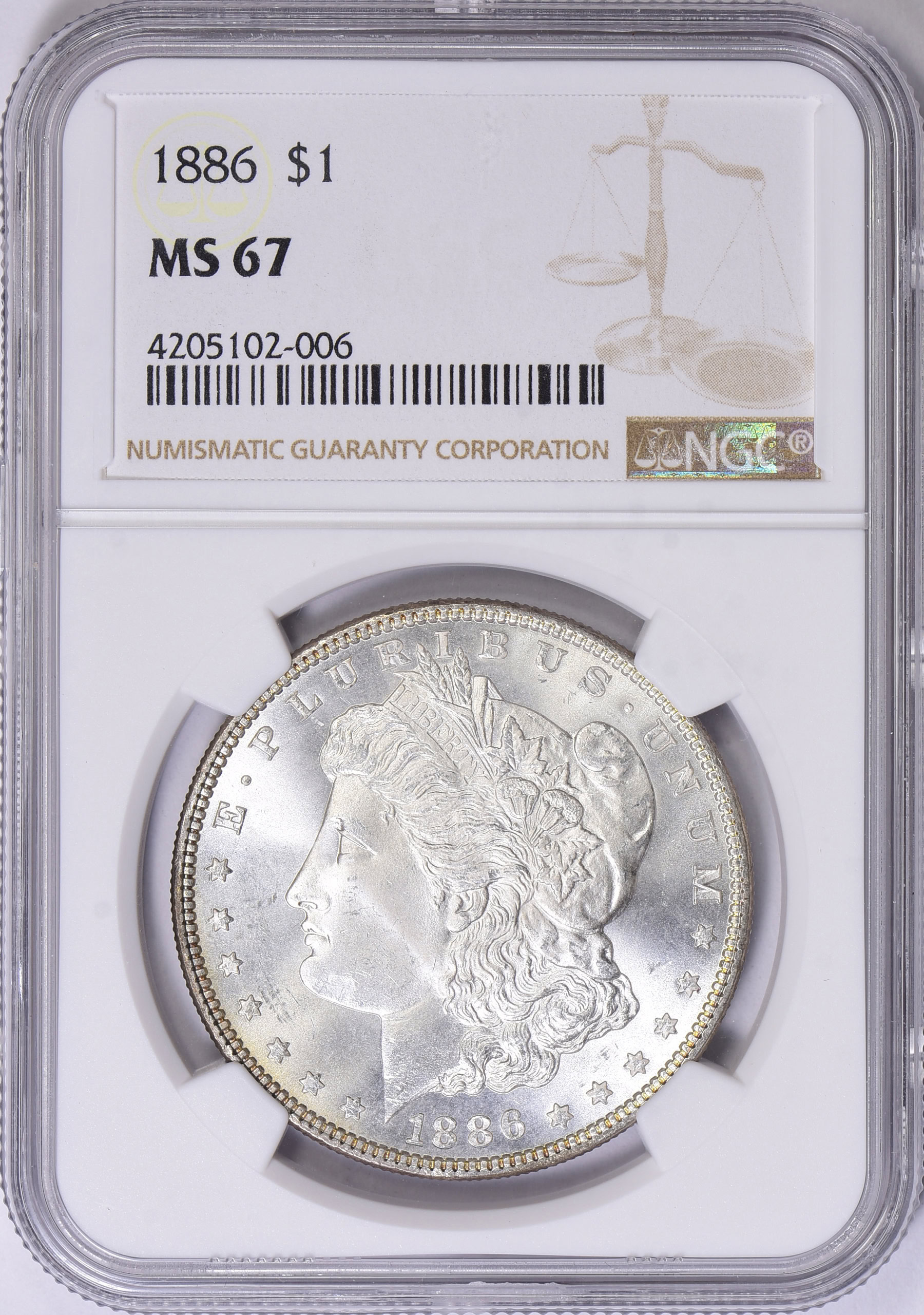 1886 Morgan Silver Dollar NGC MS-67 (Toned) (Item 1749948) | GreatCollections Coin Auctions