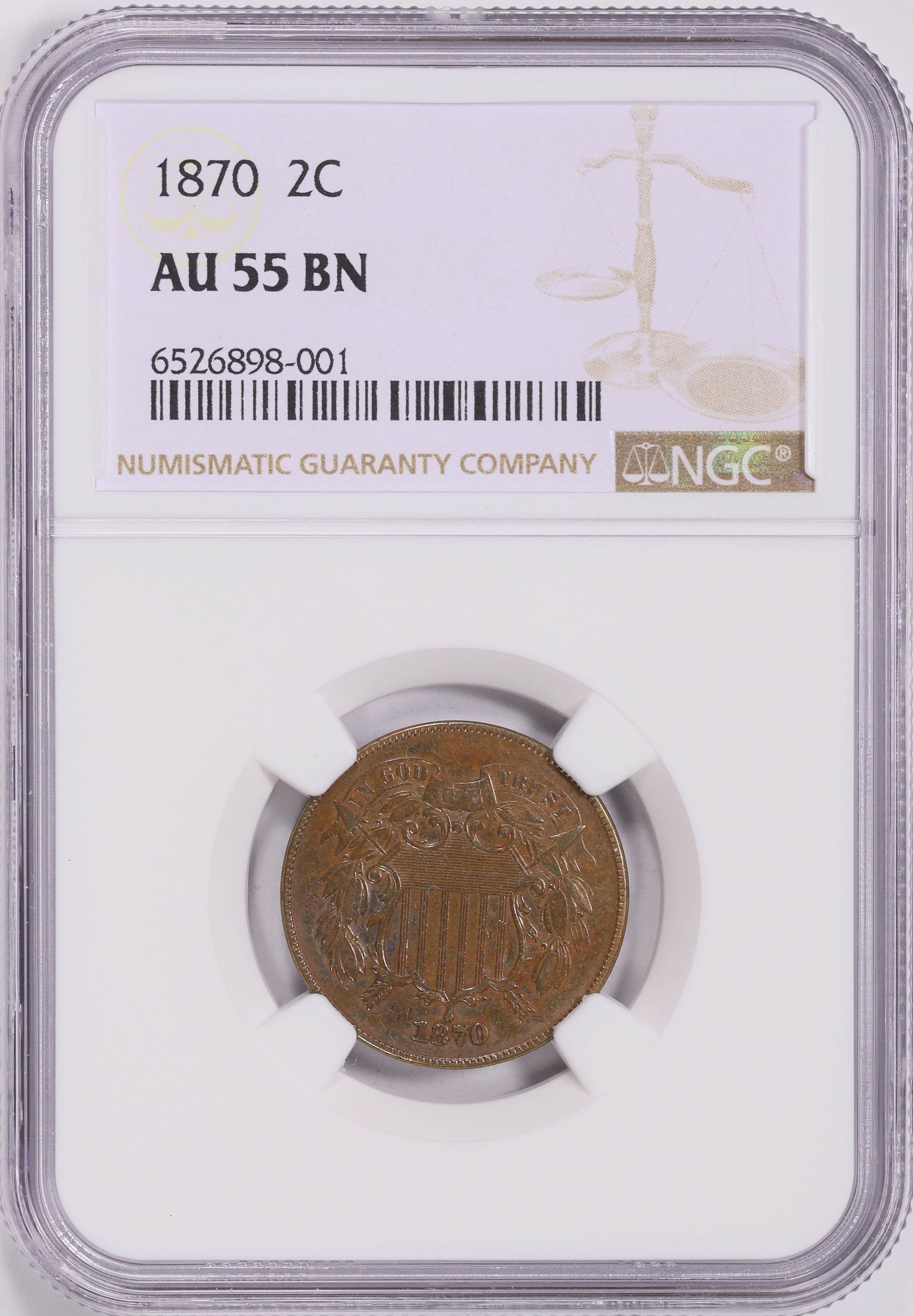 1870 Two-Cent Piece NGC AU-55 BN (Toned) (Item 1749994 ...