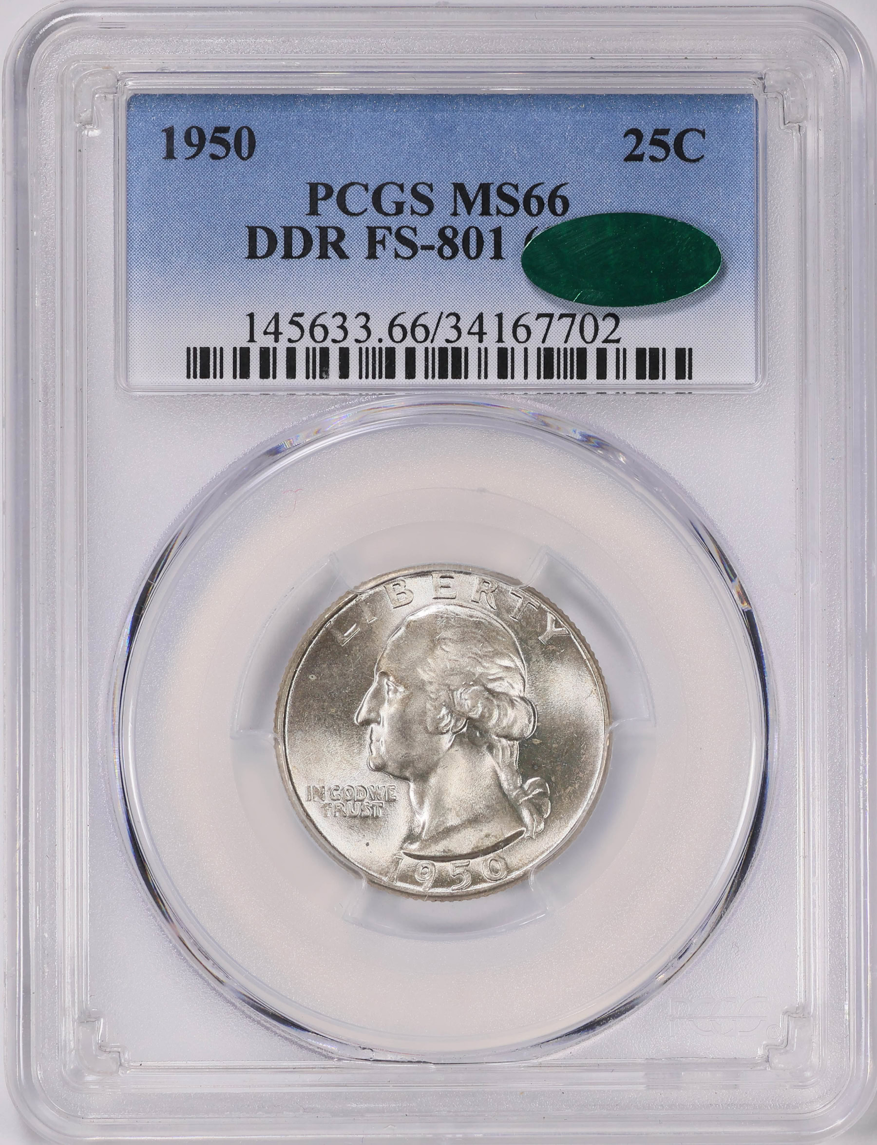 1950 Washington Quarter Doubled Die Reverse FS-801 PCGS MS-66 (CAC ...