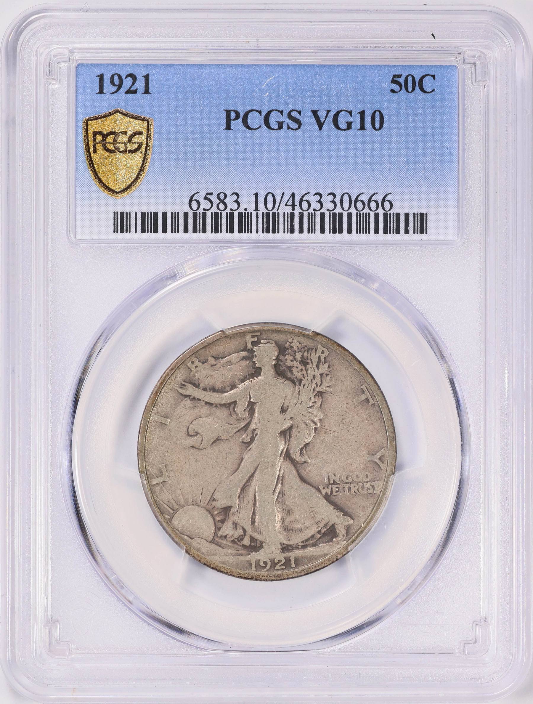 1921 Walking Liberty Half Dollar PCGS VG-10 (Item 1750010) | GreatCollections Coin Auctions