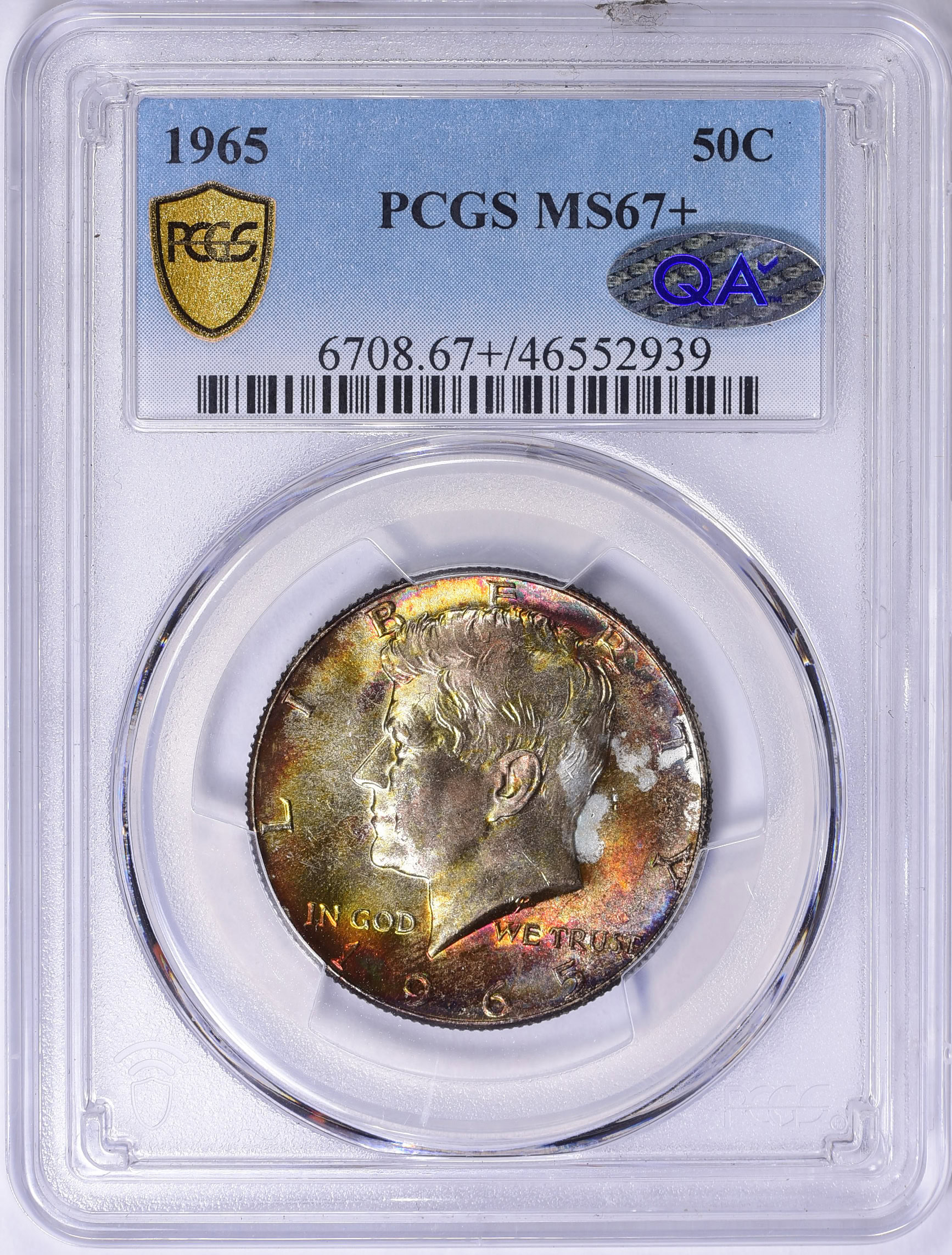 1965 Kennedy Half Dollar PCGS MS-67+ (QA) (Toned) (Item 1750027) | GreatCollections Coin Auctions