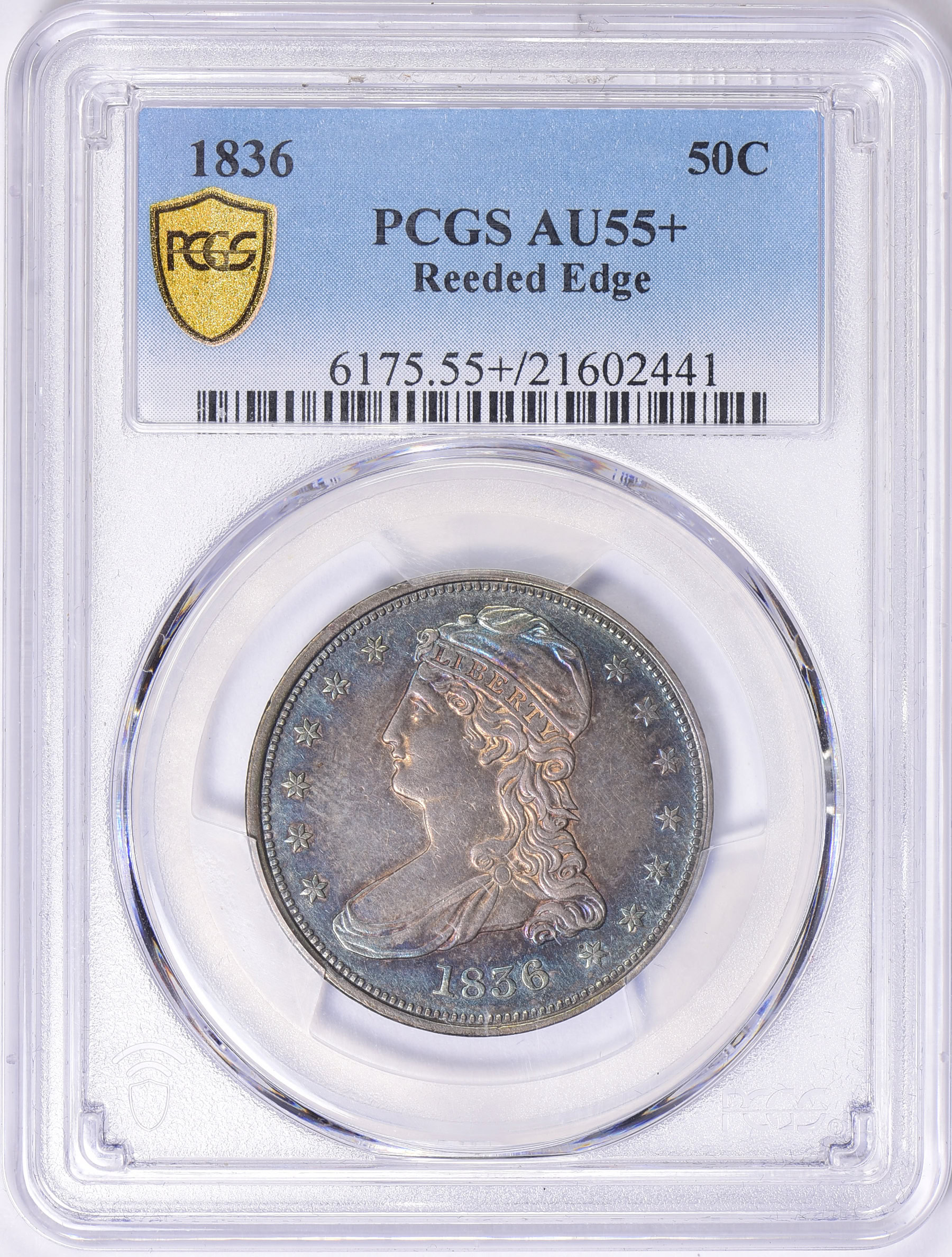 1836 Capped Bust Half Dollar Reeded Edge PCGS AU-55+ (Toned) (Item ...
