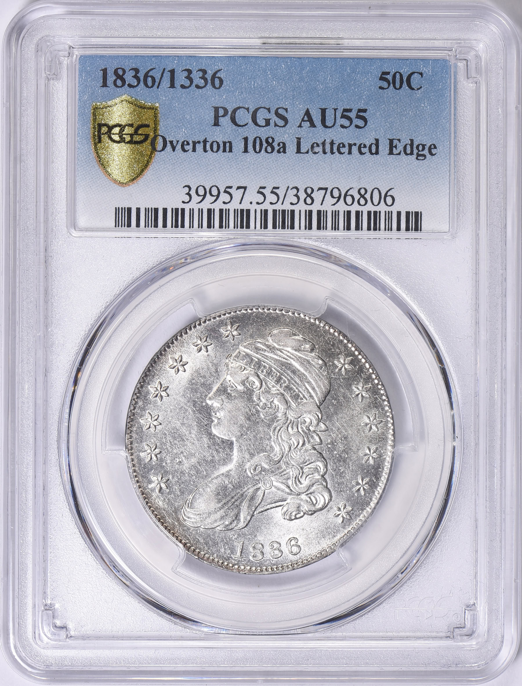 1836/1336 Capped Bust Half Dollar Overton 108a Lettered Edge PCGS AU-55 (Item 1750044 ...