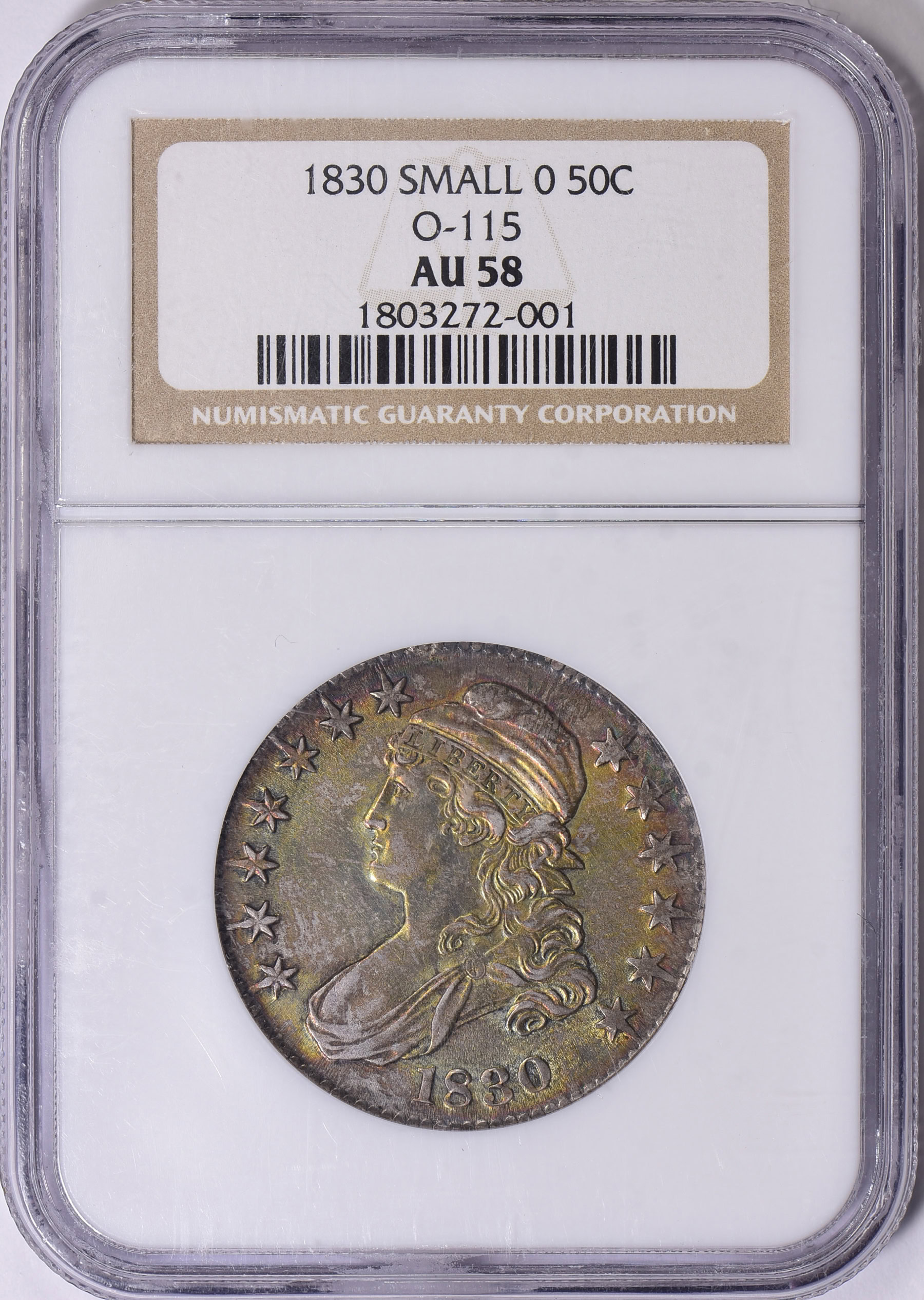 1830 Capped Bust Half Dollar Small 0 Overton 115 NGC AU-58 (Toned) (Item 1750055 ...