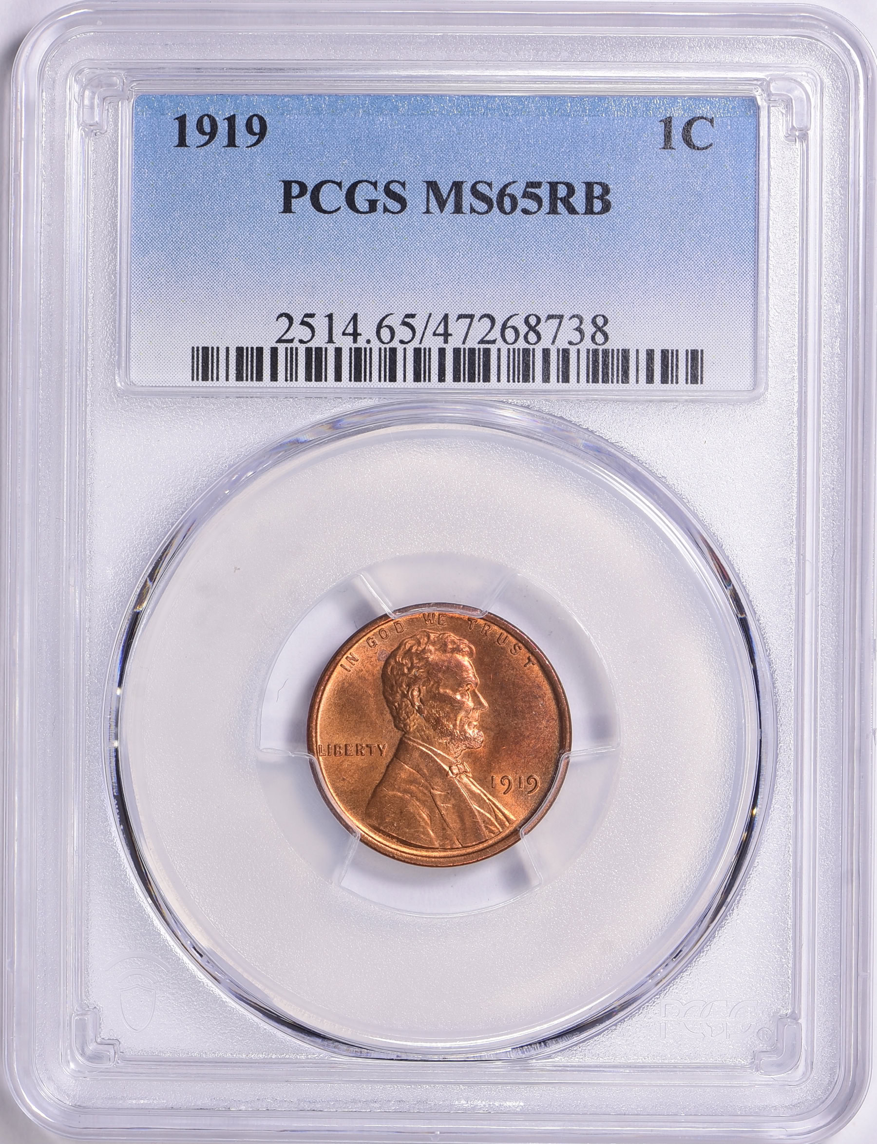 1919 Lincoln Cent PCGS MS-65 RB (Item 1750061) | GreatCollections Coin Auctions