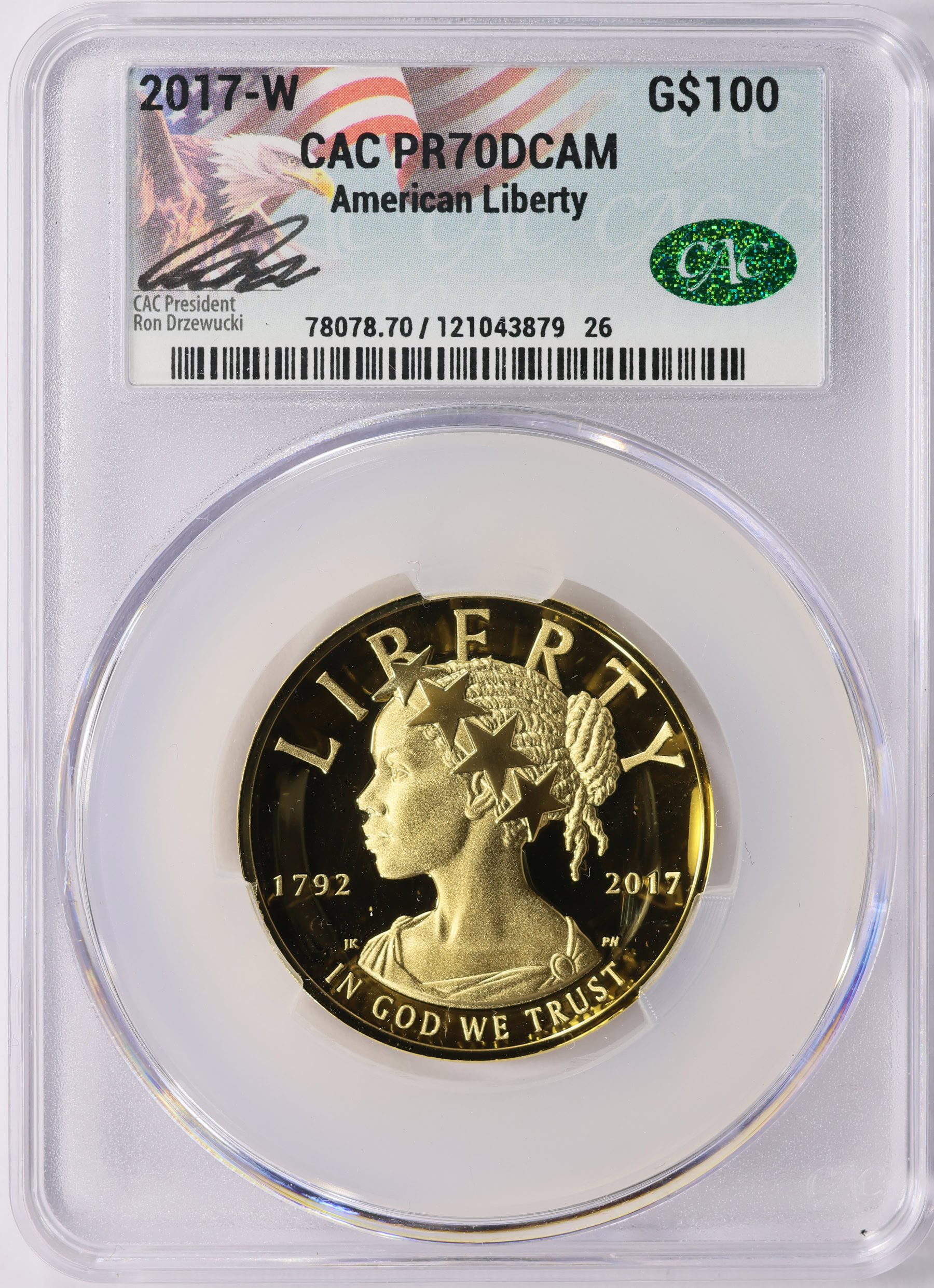 2017-W Gold $100 American Liberty High Relief 225th Anniversary U.S ...