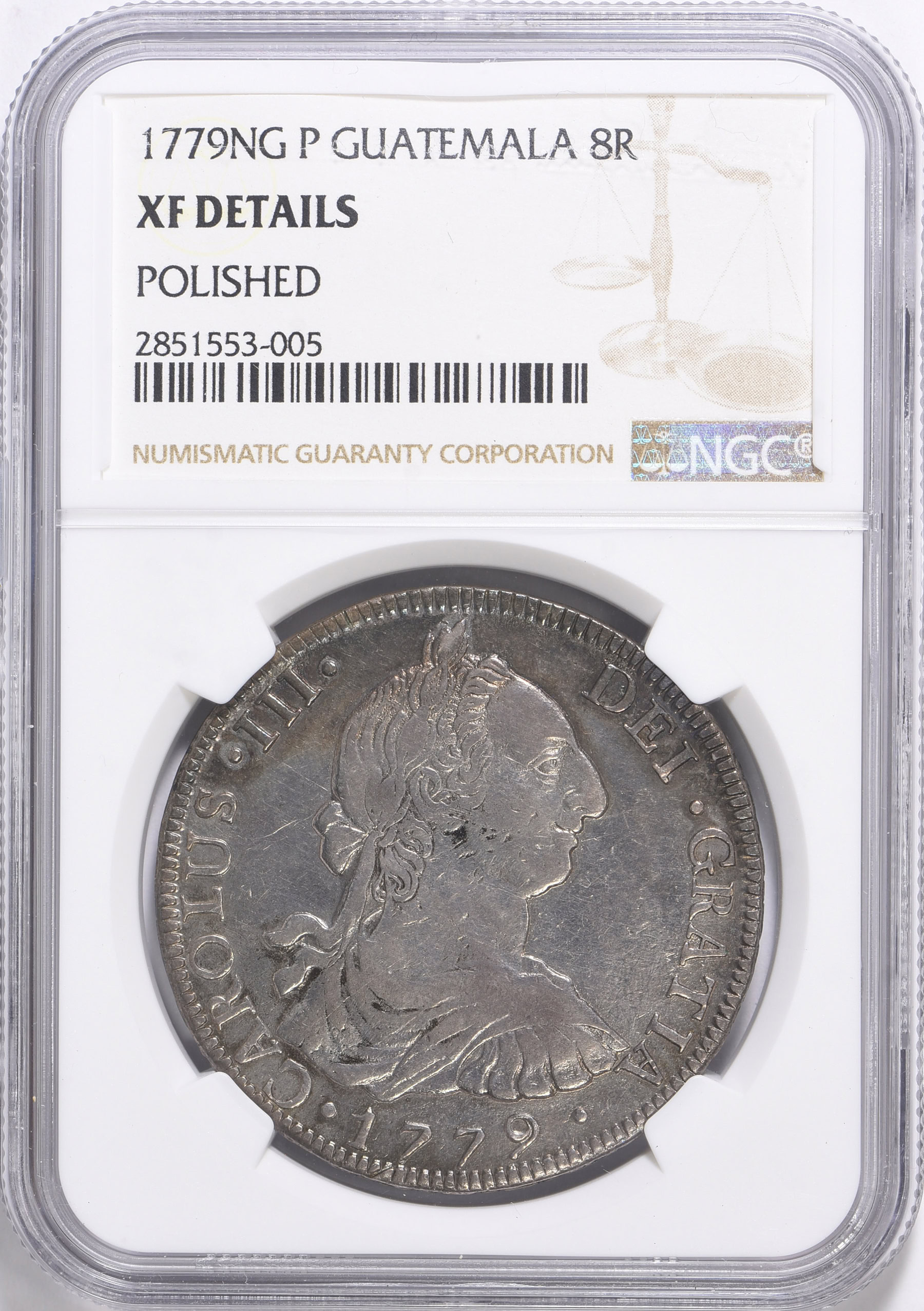 Guatemala 1779-NG P Silver 8 Reales KM-36.2 NGC XF Details (Item 1750203) | GreatCollections ...