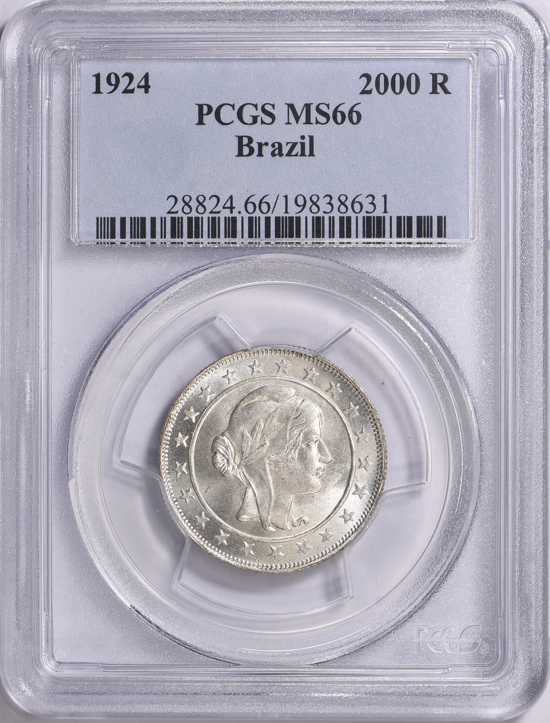 Brazil 1924 Silver 2,000 Reis KM-526 PCGS MS-66 (Item 1750210 ...
