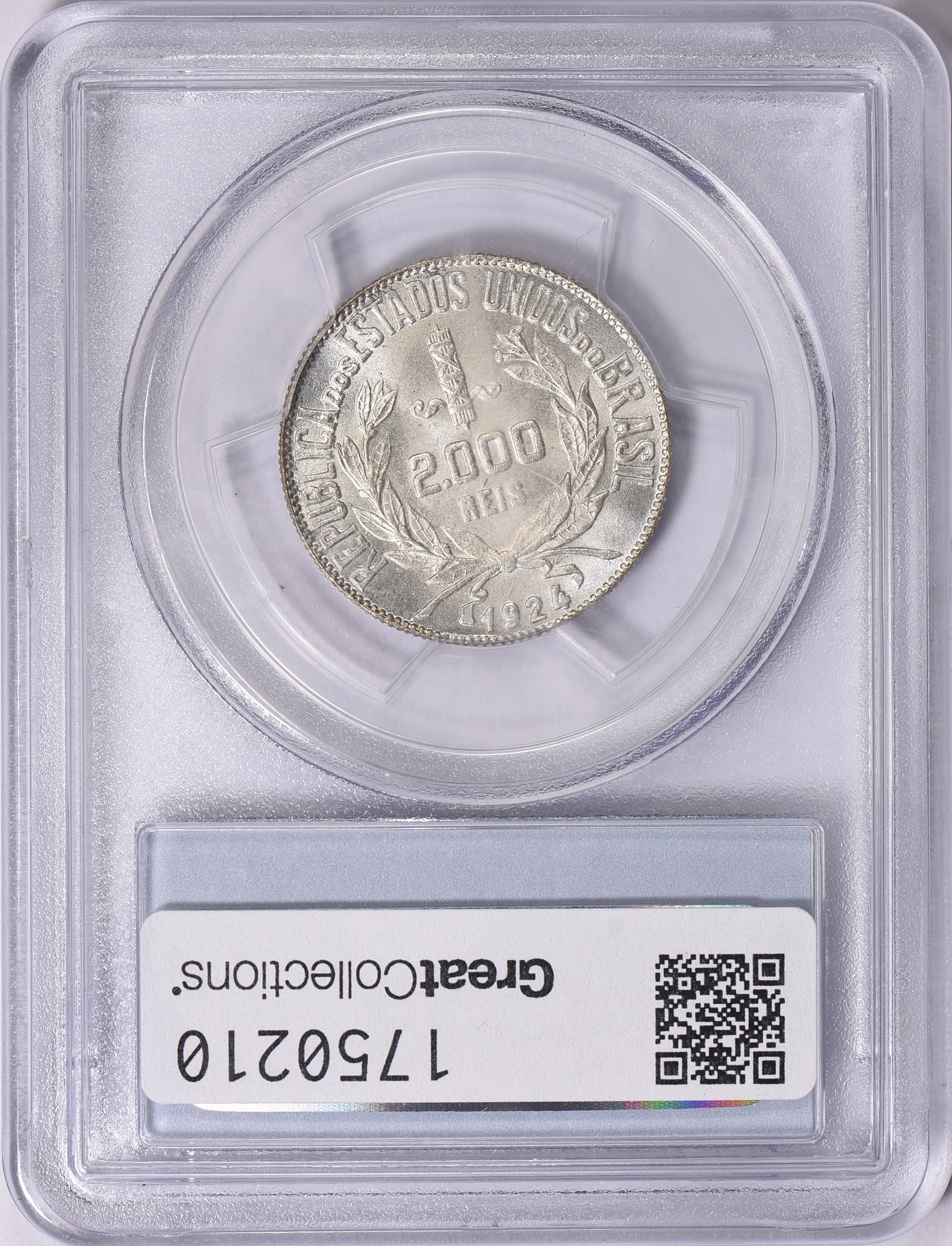 Brazil 1924 Silver 2,000 Reis KM-526 PCGS MS-66 (Item 1750210 ...