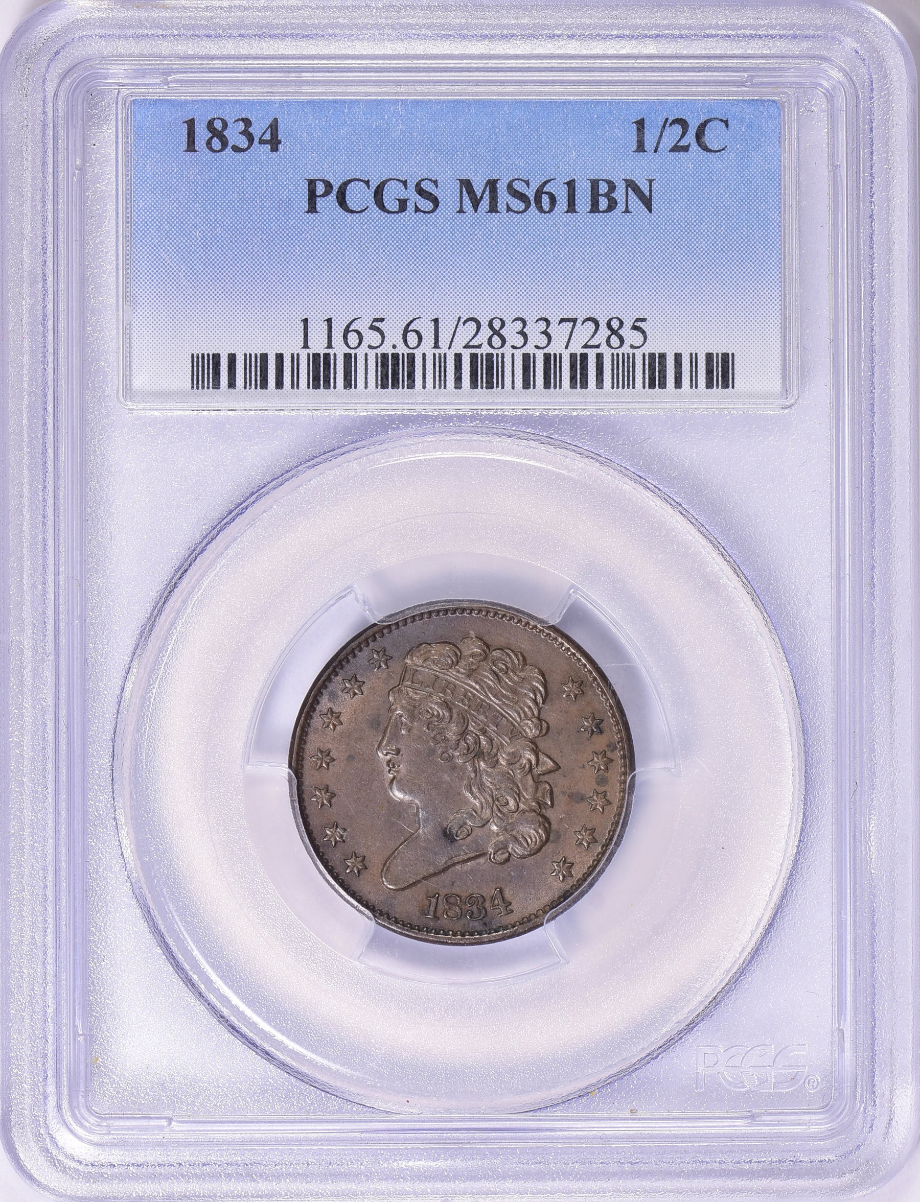 1834 Classic Half Cent PCGS MS-61 BN (Item 1750257) | GreatCollections Coin Auctions
