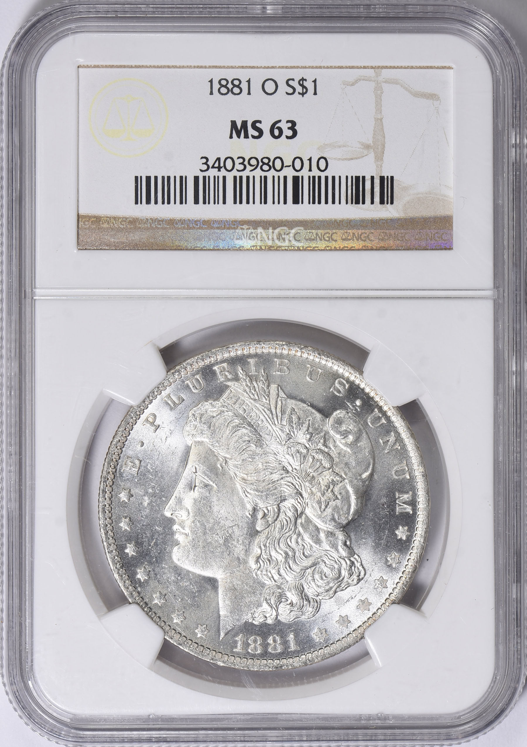 1881-O Morgan Silver Dollar NGC MS-63 (Item 1750301) | GreatCollections Coin Auctions