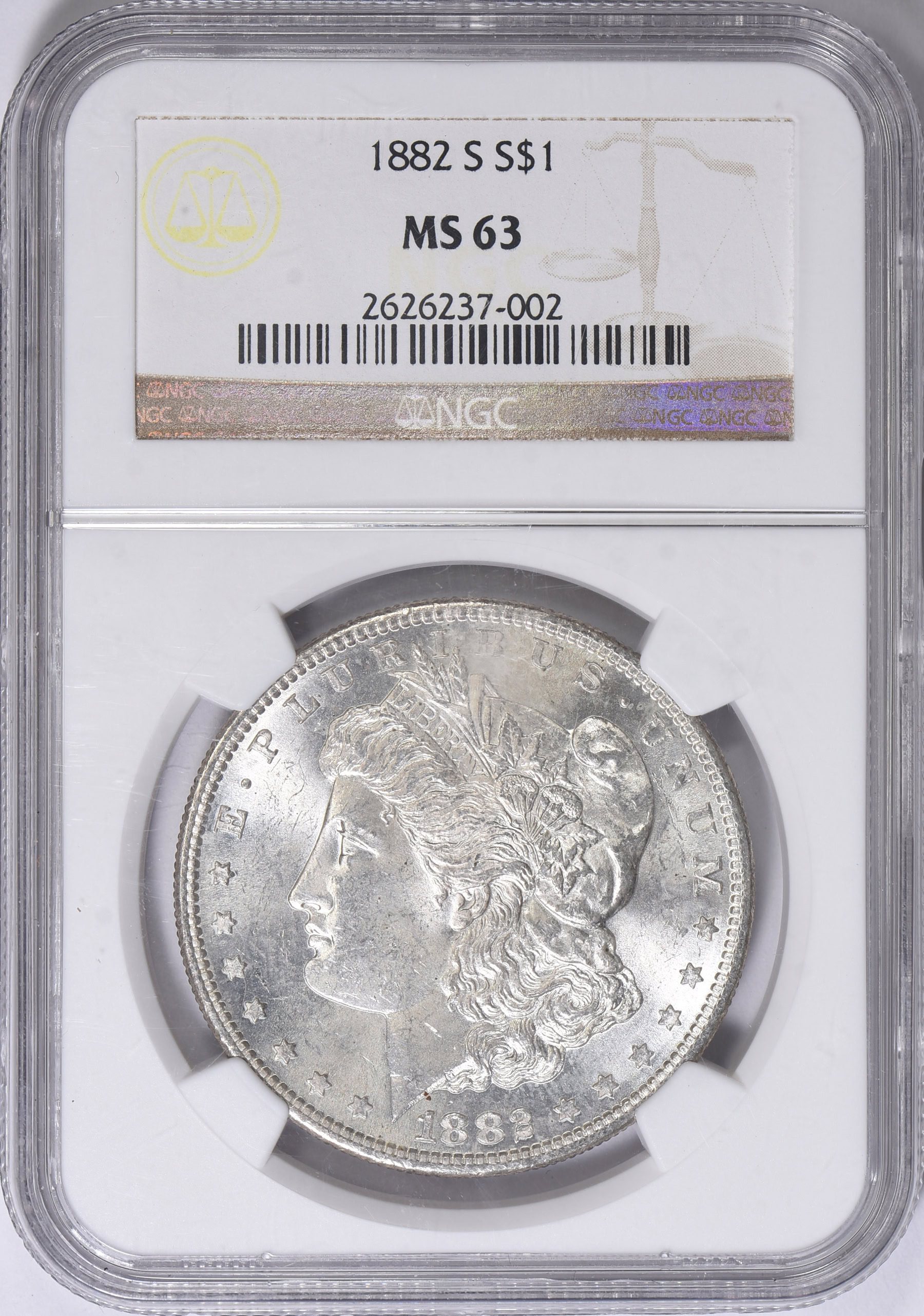 1882-S Morgan Silver Dollar NGC MS-63 (Item 1750324) | GreatCollections Coin Auctions
