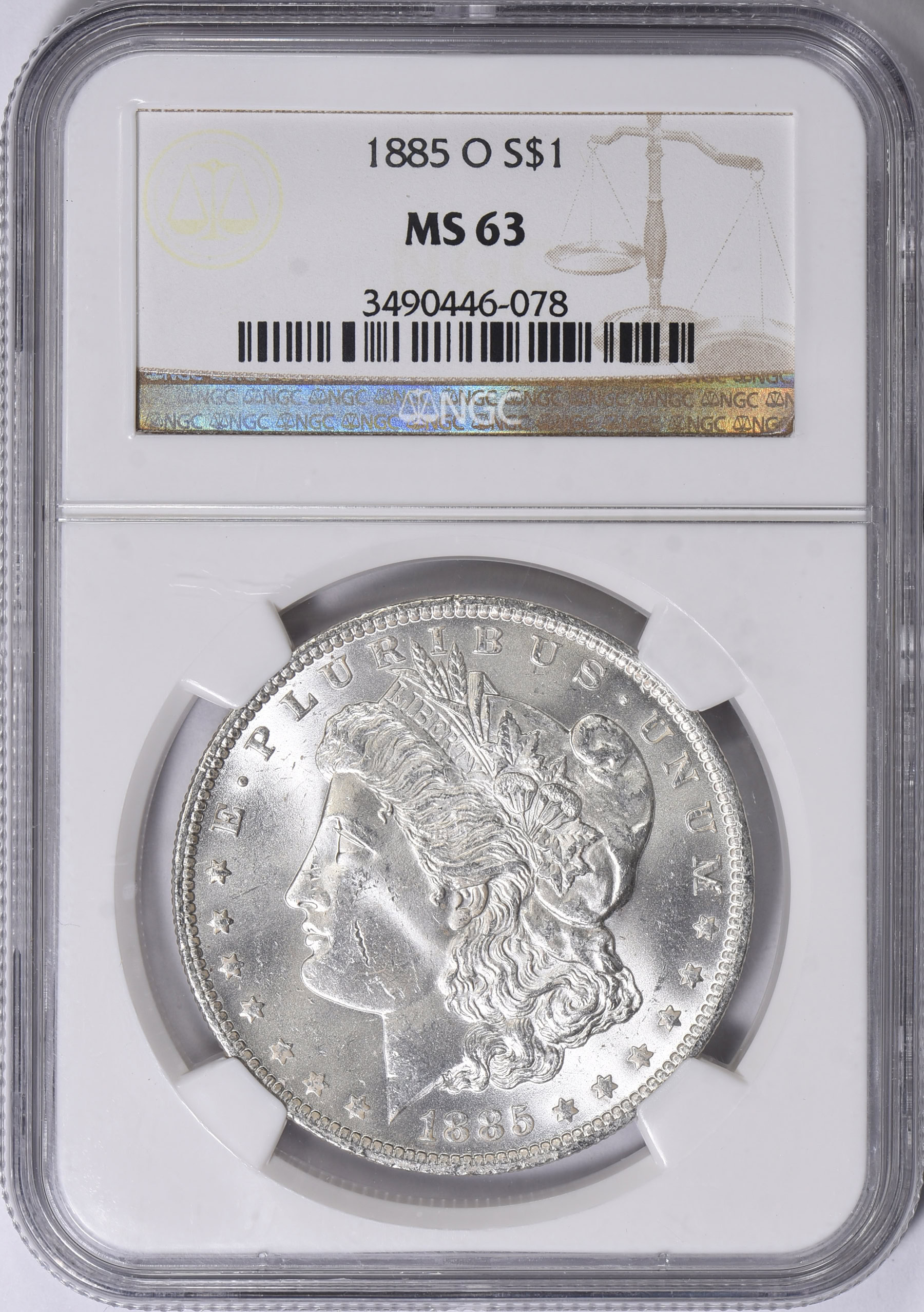 1885-O Morgan Silver Dollar NGC MS-63 (Item 1750325) | GreatCollections Coin Auctions