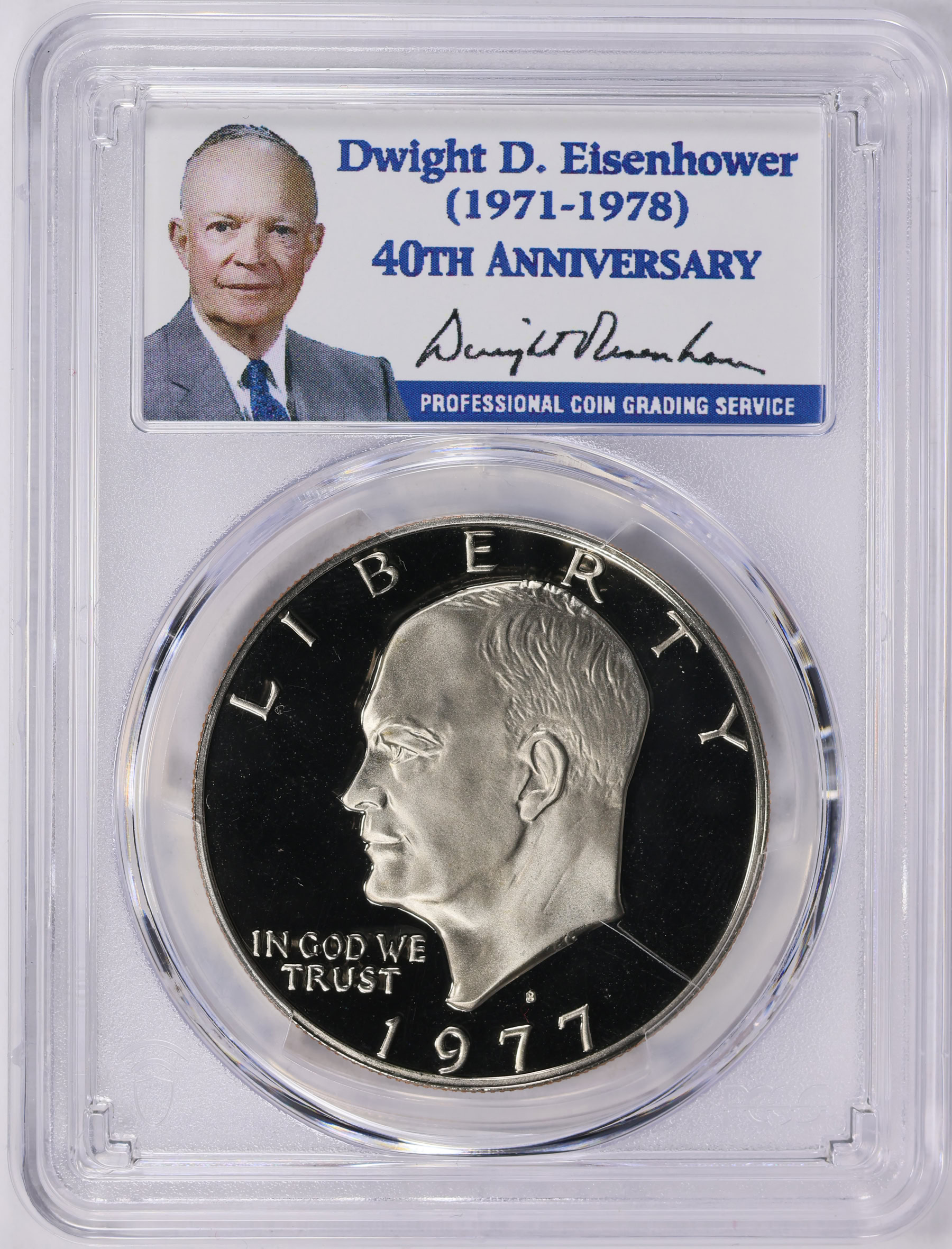 1977-S Eisenhower Dollar PCGS Proof-70 DCAM (Dwight D. Eisenhower Label ...