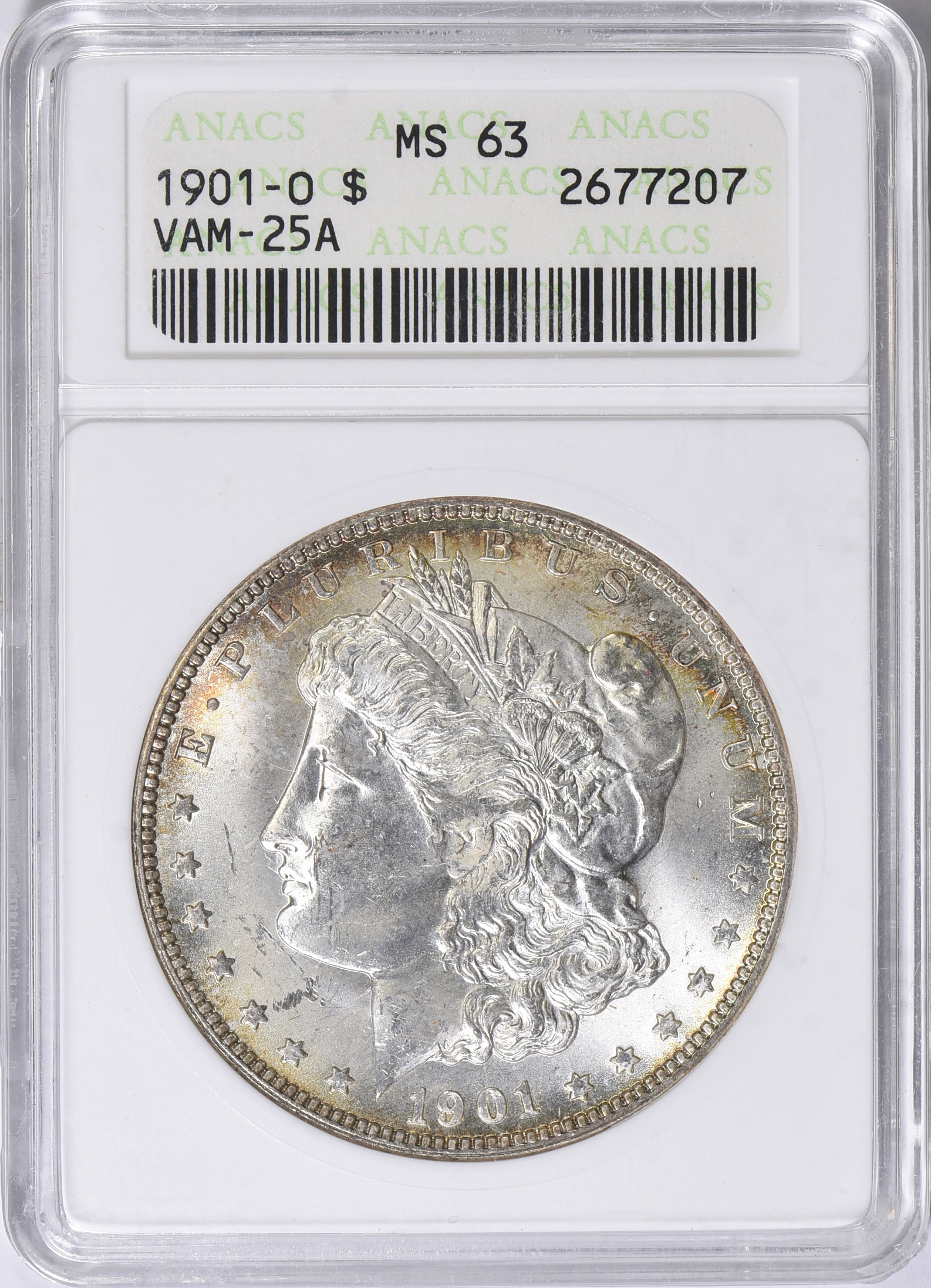 1901-O Morgan Silver Dollar VAM-25A ANACS MS-63 OH (Toned) | ANACS Cert #2677207 ...