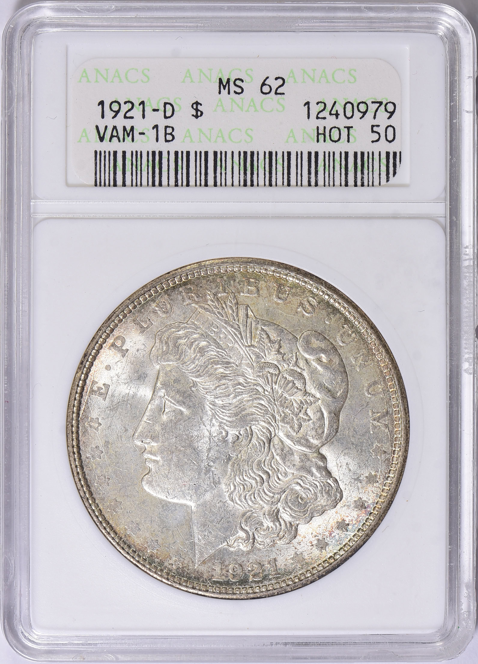1921-D Morgan Silver Dollar VAM-1B Hot 50 ANACS MS-62 OH (Toned) (Item 1750477 ...