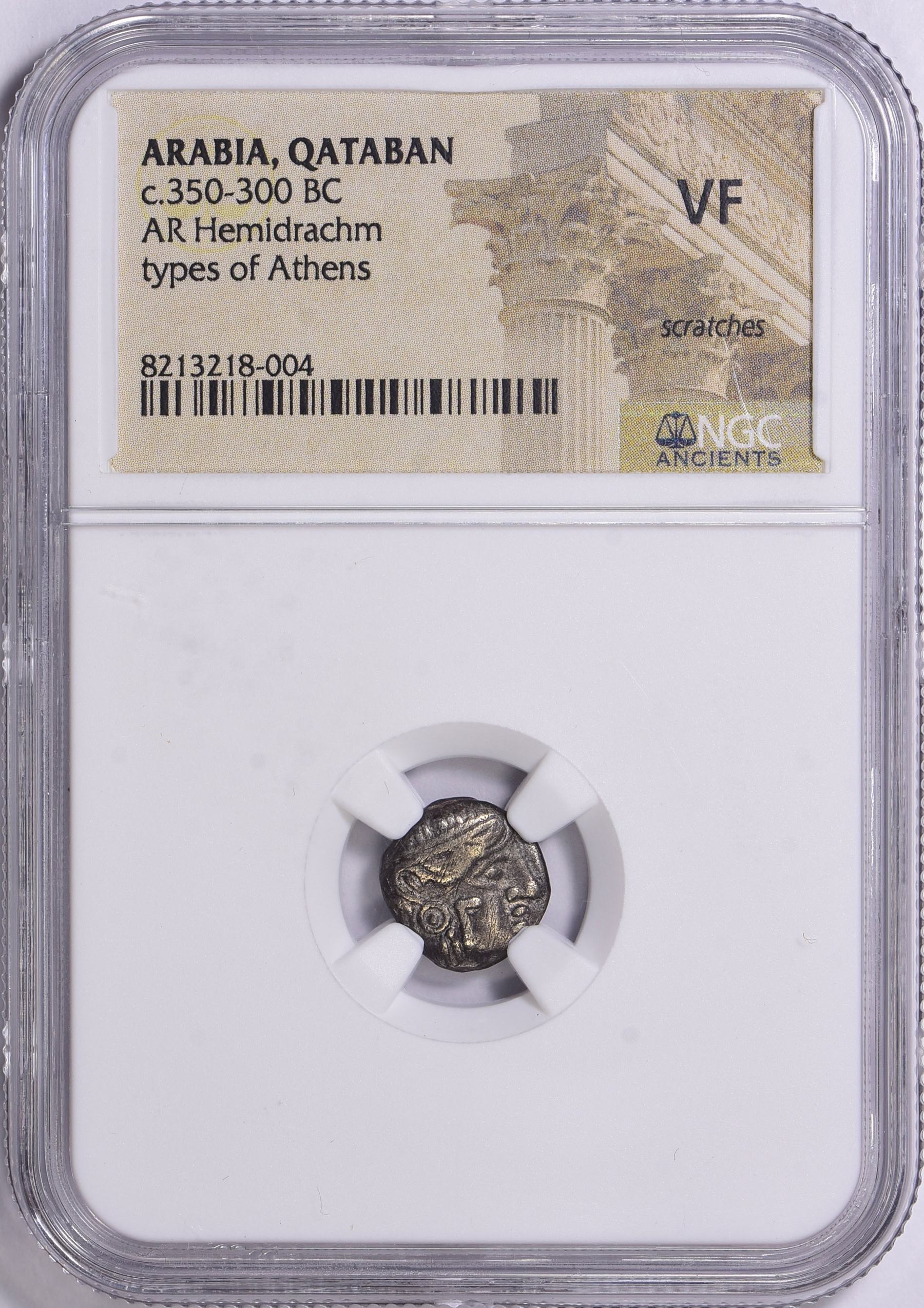 Ancient Arabia, Qataban c.350-300 B.C. AR Hemidrachm NGC VF Scratches ...