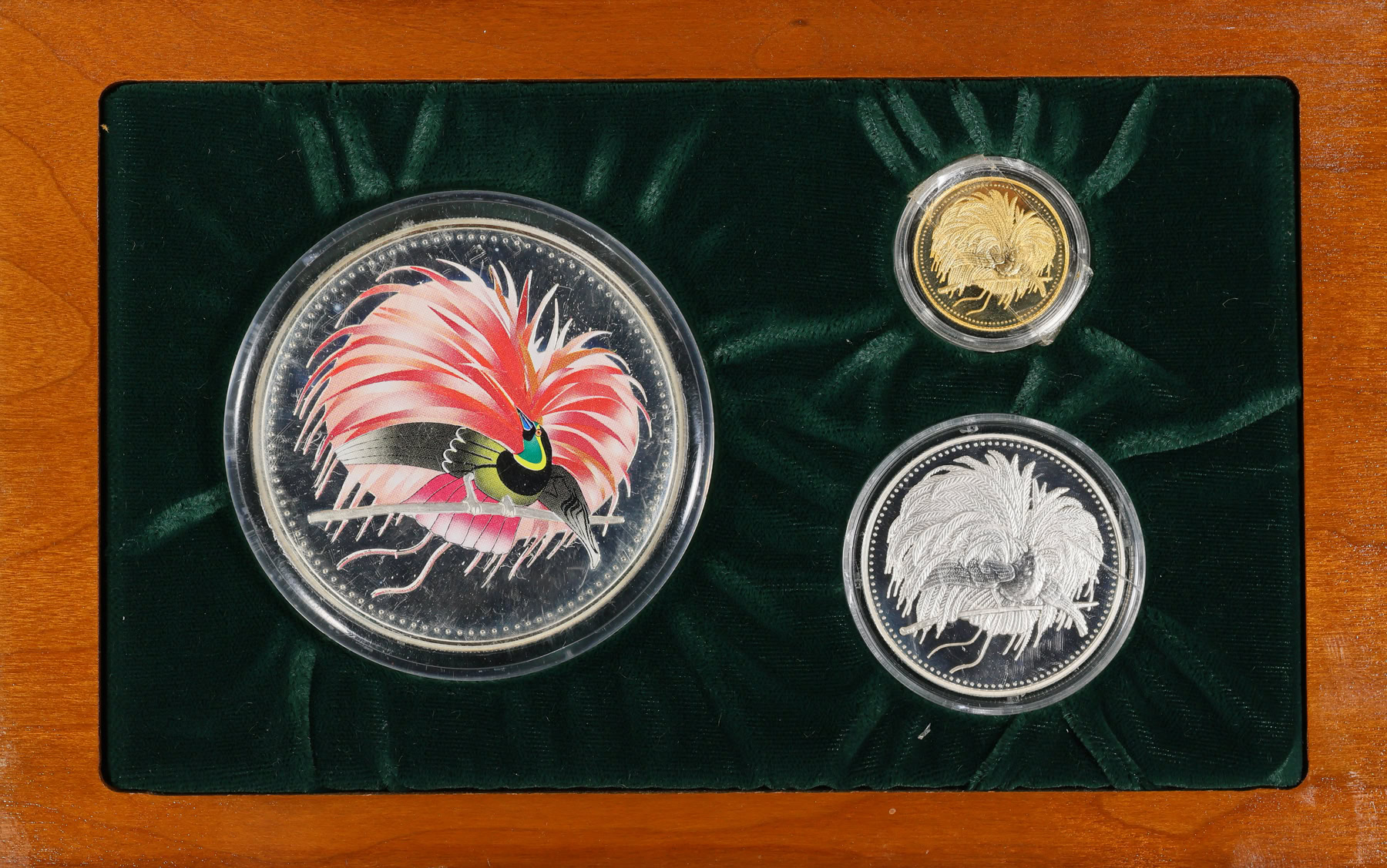 Papua New Guinea 1994 Gold 50 Kina, Silver 5 & 25 Kina First Coinage ...