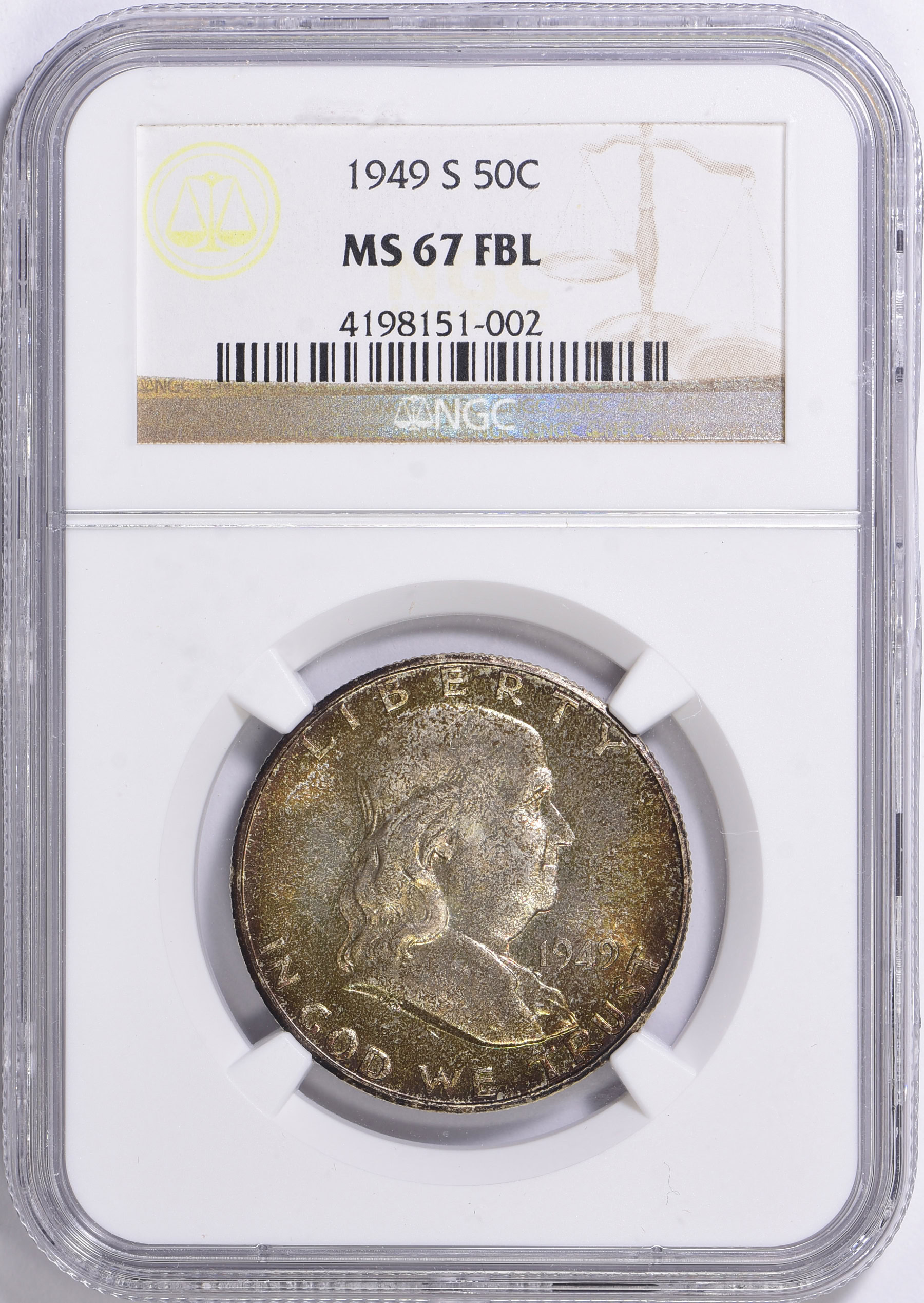 1949-S Franklin Half Dollar NGC MS-67 FBL (Toned) (Item 1750561 ...
