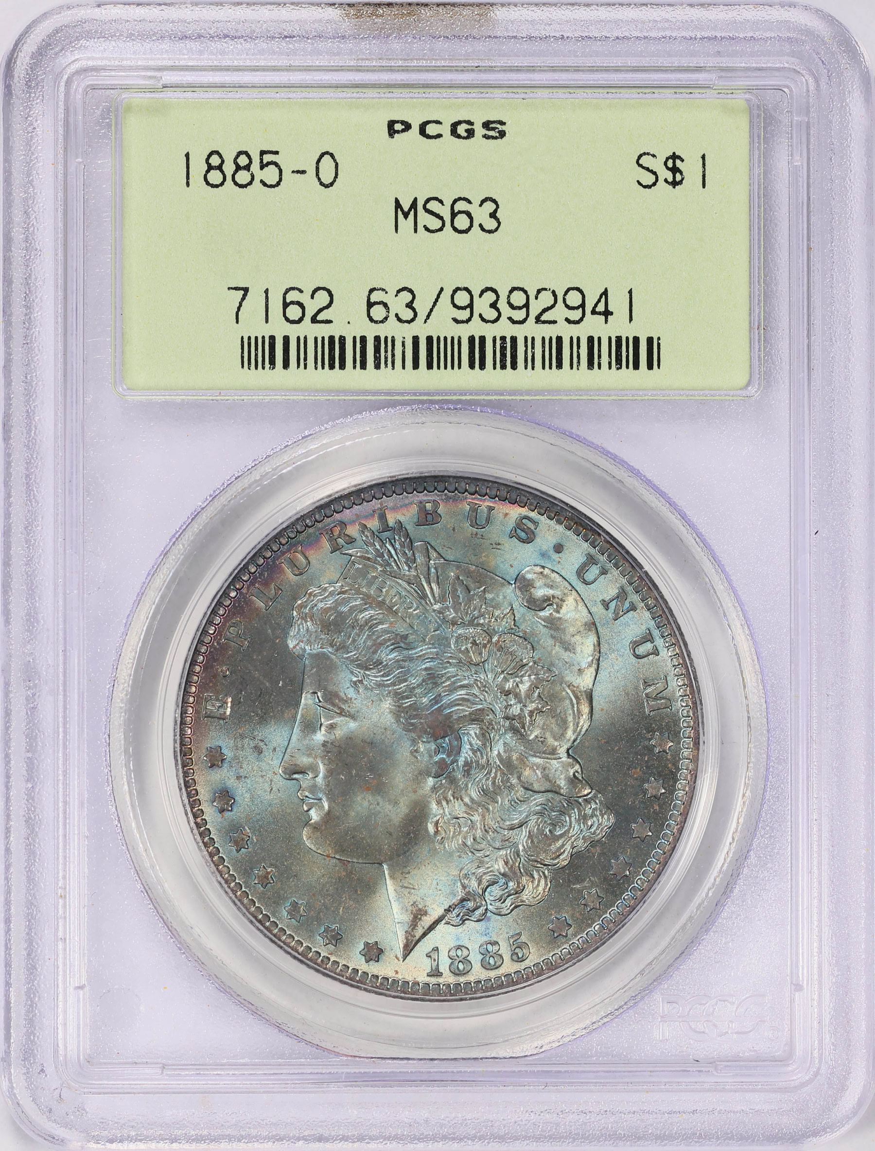 1885-O Morgan Silver Dollar PCGS MS-63 OGH (Toned) (Item 1750664) | GreatCollections Coin Auctions