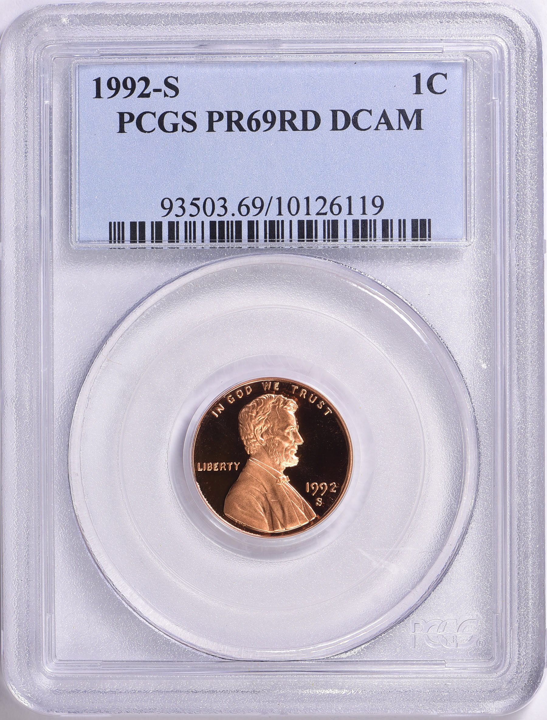 1992-S Lincoln Cent PCGS Proof-69 DCAM (Item 1750701 ...