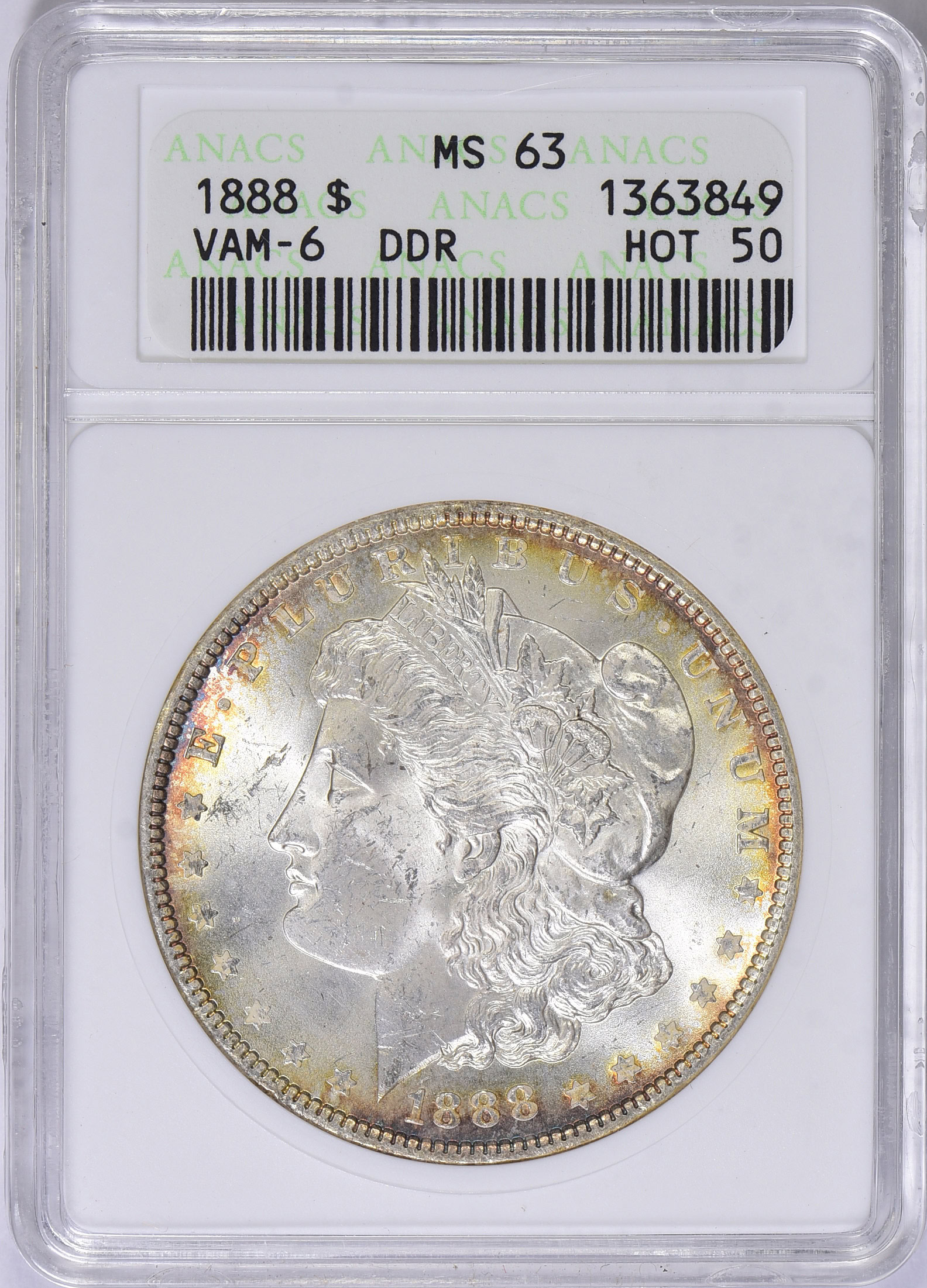 1888 Morgan Silver Dollar DDR VAM-6 Hot 50 ANACS MS-63 OH (Toned) (Item 1750811 ...