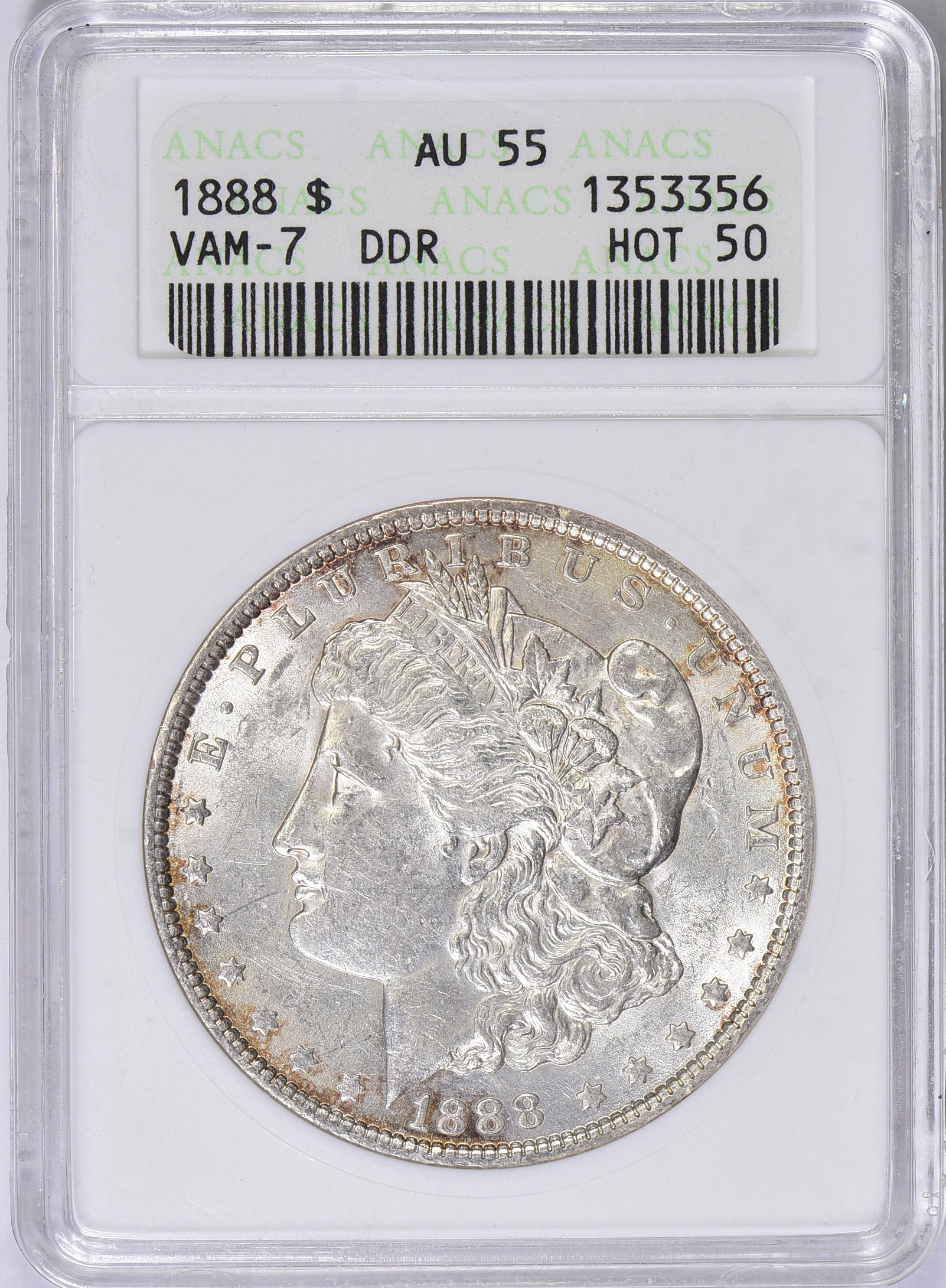 1888 Morgan Silver Dollar DDR VAM-7 Hot 50 ANACS AU-55 OH (Item 1750814) | GreatCollections Coin ...