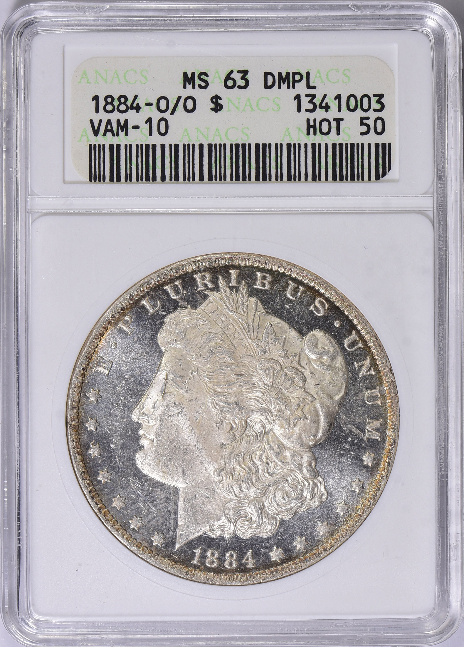 1884-O/O Morgan Silver Dollar VAM-10 Hot 50 ANACS MS-63 DMPL OH (Item 1750855 ...