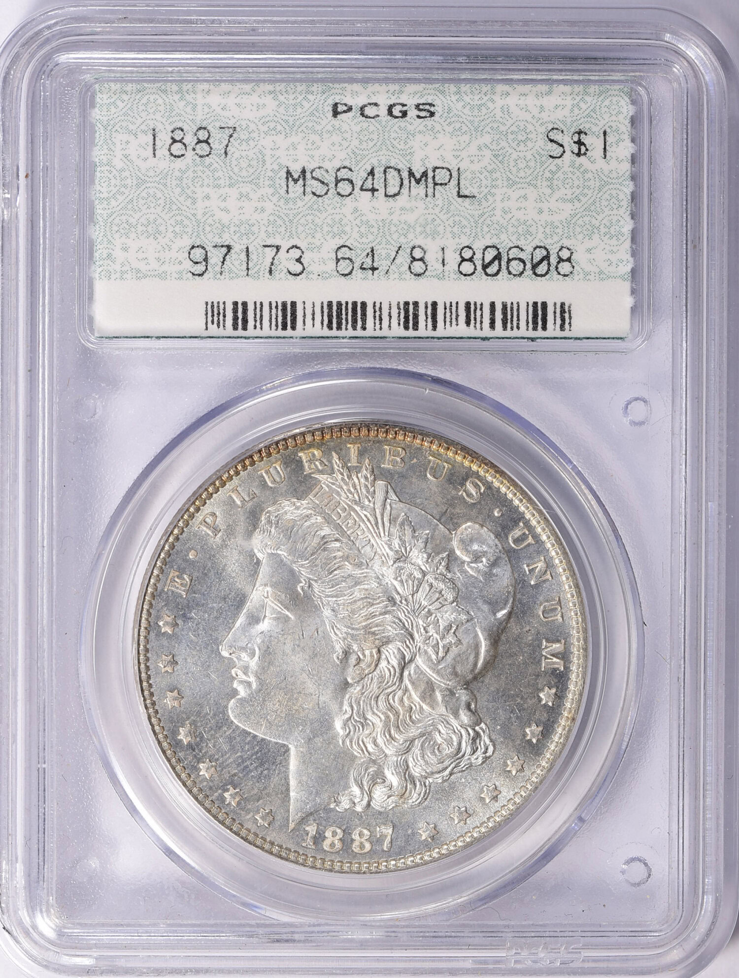 1887 Morgan Silver Dollar PCGS MS-64 DMPL OGH (Doily) (Item 1750891) | GreatCollections Coin ...