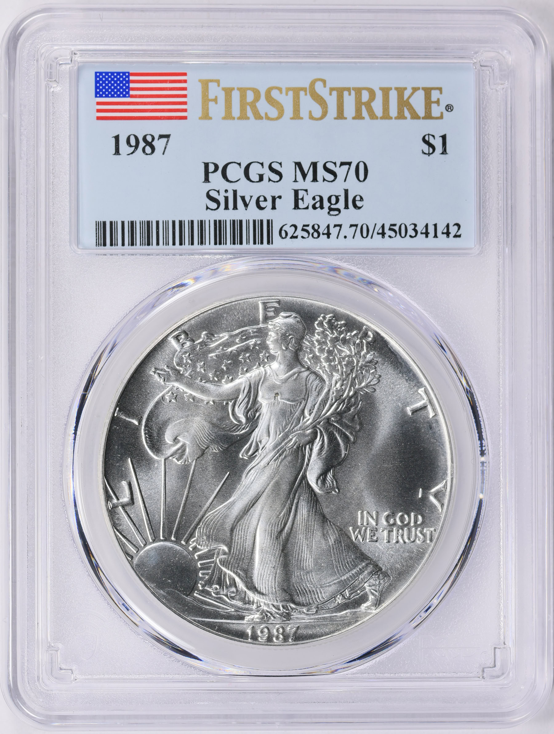 1987 $1 Silver Eagle First Strike PCGS MS-70 (Item 1750994 ...