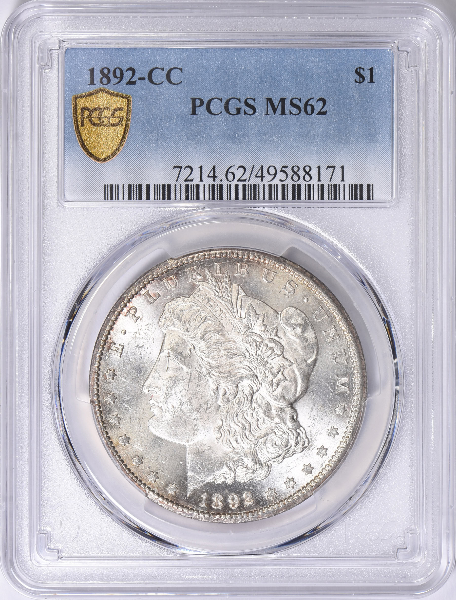 1892-CC Morgan Silver Dollar PCGS MS-62 (Item 1751054) | GreatCollections Coin Auctions