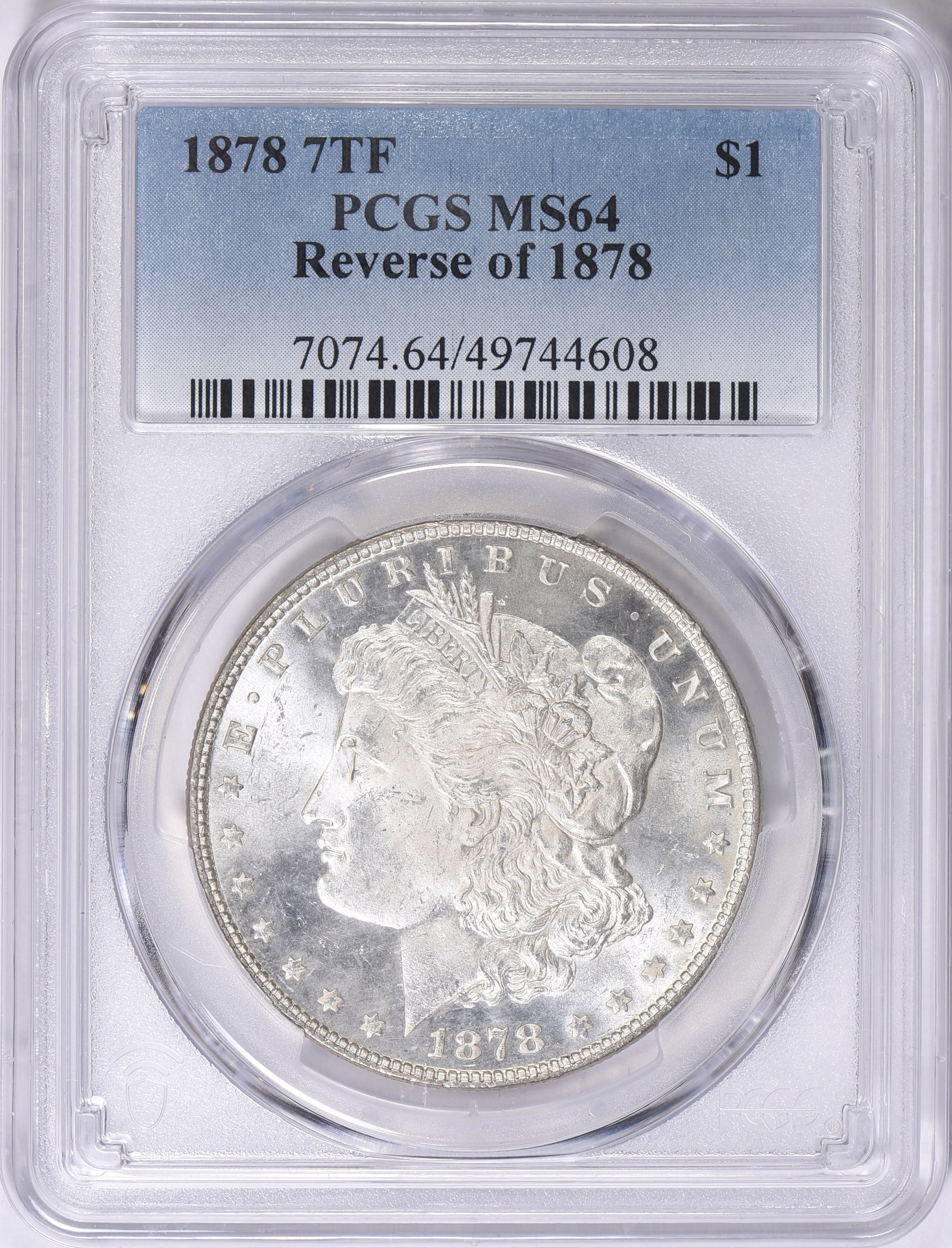1878 Morgan Silver Dollar 7 Tailfeathers, Reverse of 1878 PCGS MS-64 (Item 1751067 ...