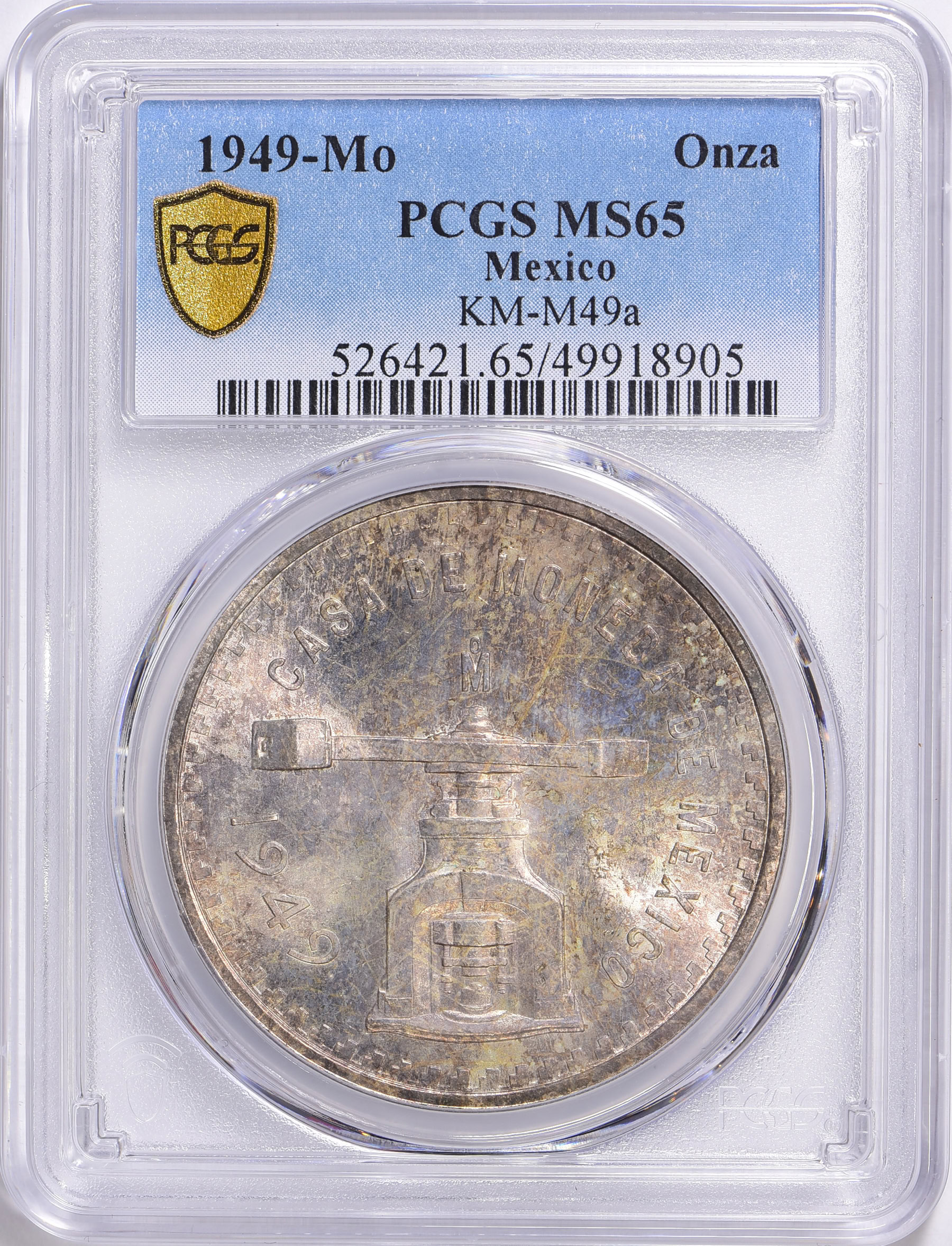 Mexico 1949-Mo Silver Onza KM-M49a PCGS MS-65 (ASW = 1 Oz.) (Item ...