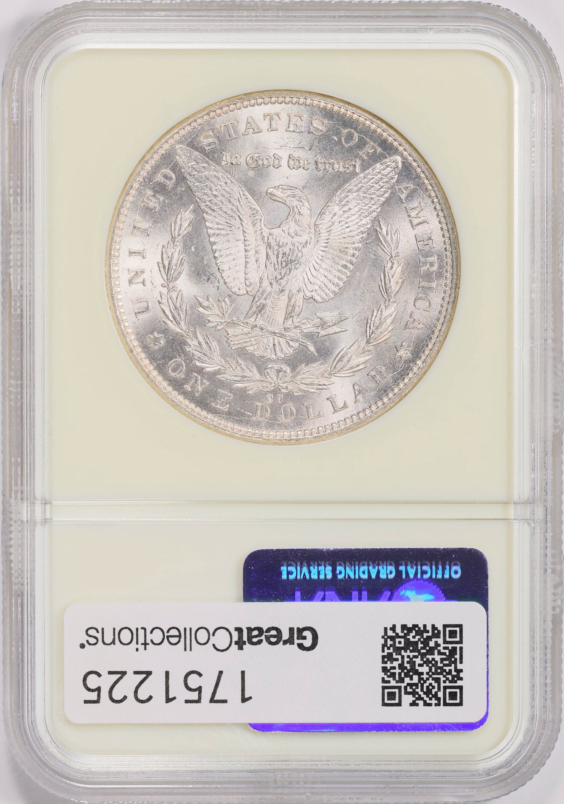 1892-CC Morgan Silver Dollar NGC MS-63 (Item 1751225) | GreatCollections Coin Auctions